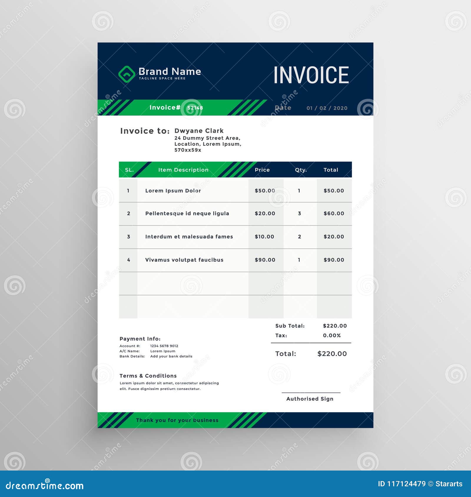 Creative Blue and Green Invoice Template Design Stock Vector ...