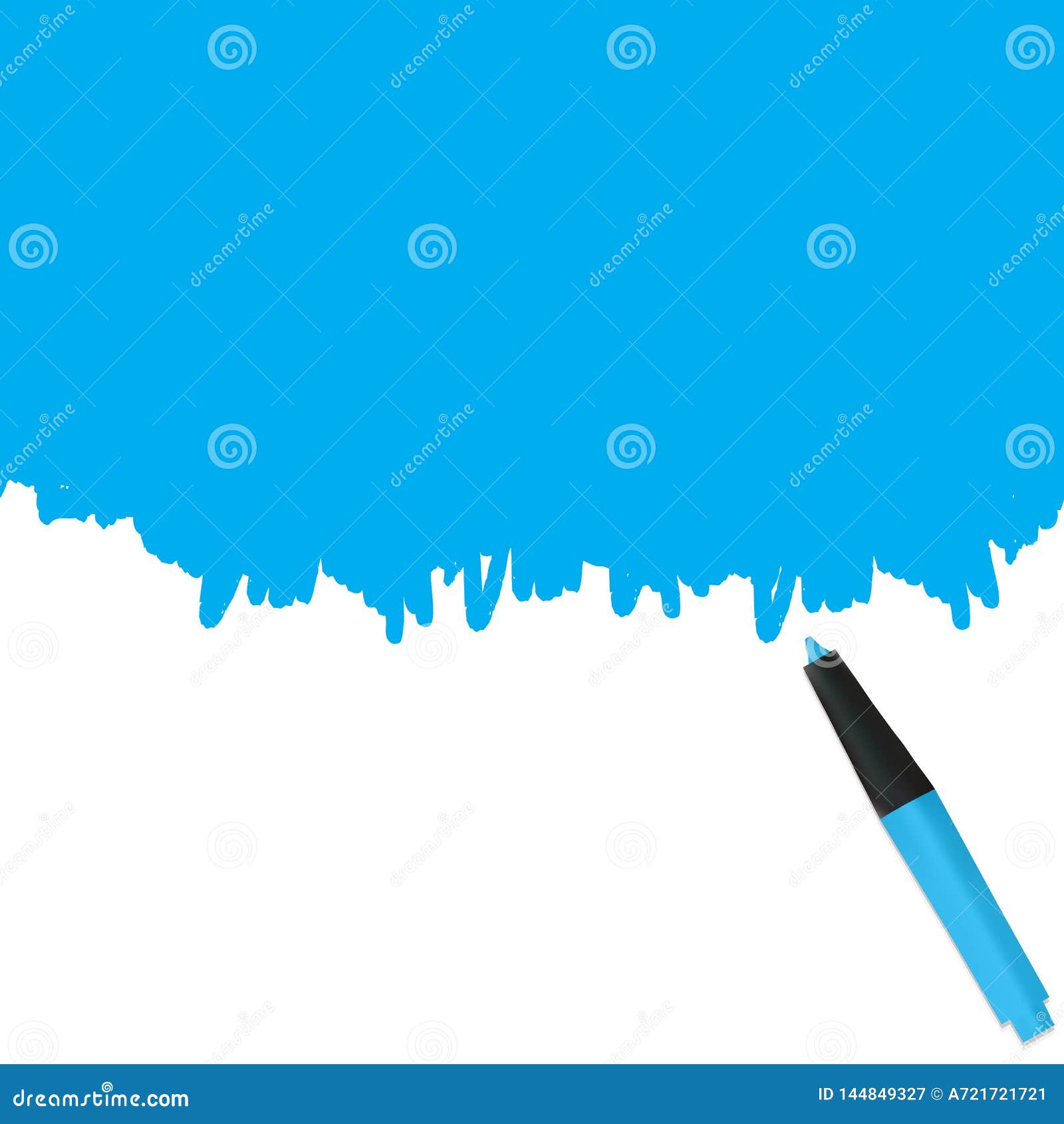 Creative Blue Illustration of Highlighter Pen with Scribbles Isolated ...