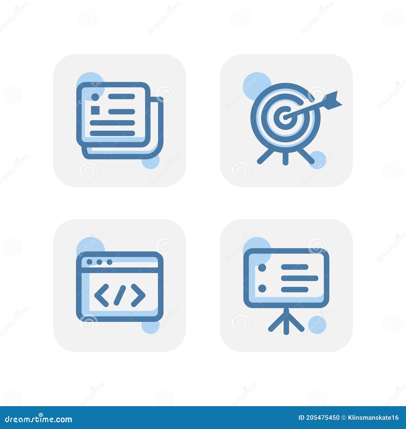 Creative Blue Marketing Icons Design Isolated on White Background Stock ...