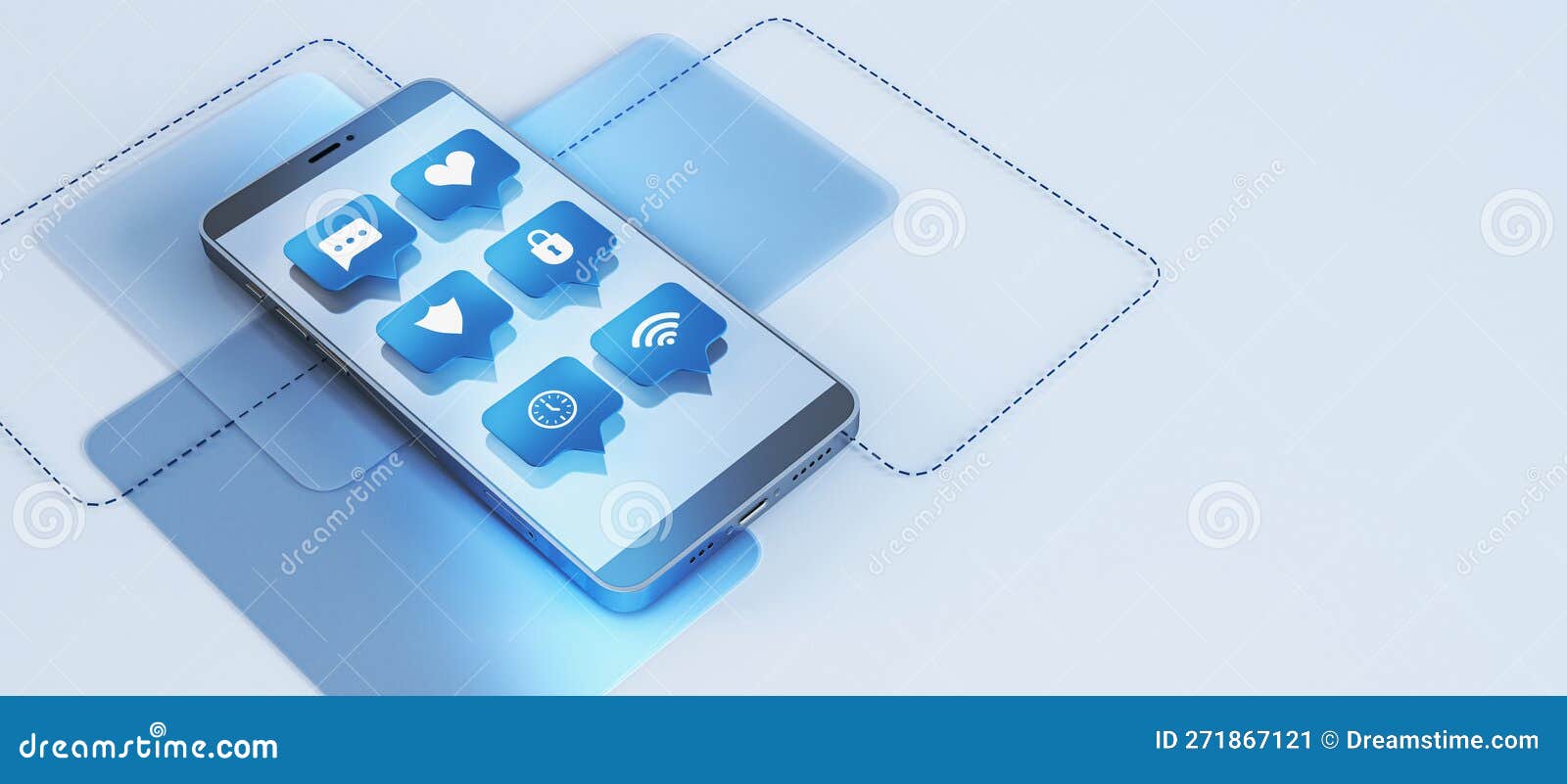 Creative Mobile Phone with Communication Icons on Screen. Social Media ...