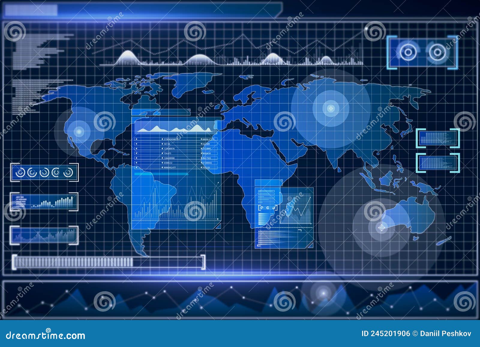 Creative Blue Radar Map Interface on Background. Spy and Hud Concept ...