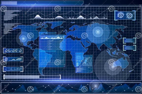 Creative Blue Radar Map Interface on Background. Spy and Hud Concept ...