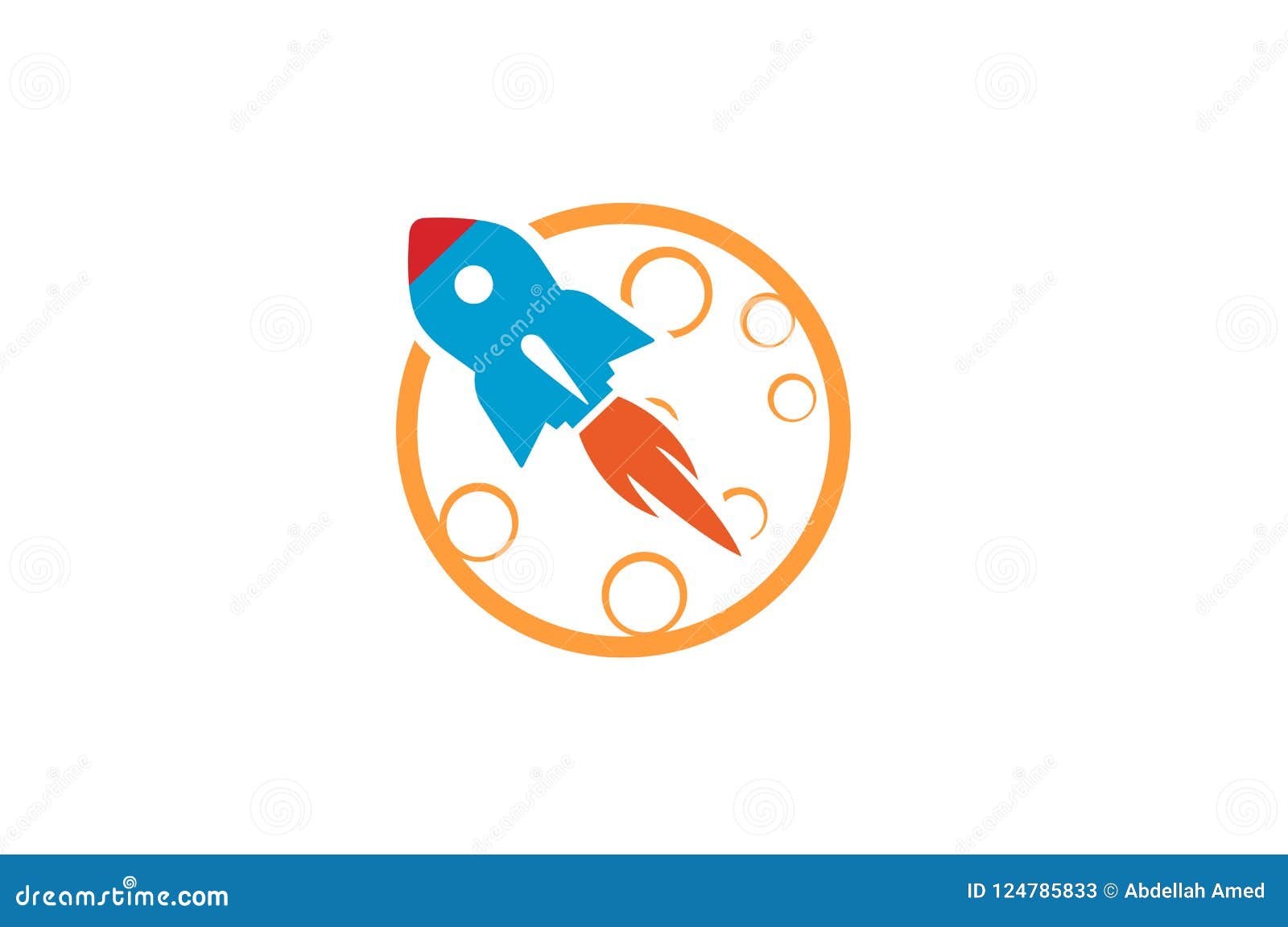 Creative Blue Rocket Planet Moon Logo Stock Vector - Illustration of ...