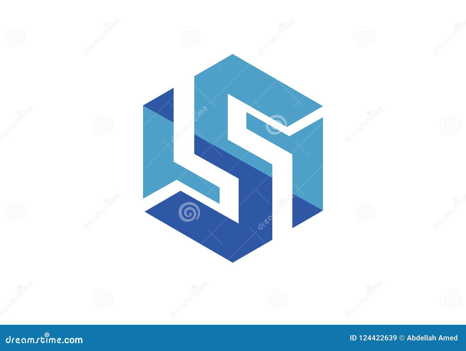 Blue S Letter Hexagon Design Illustration Stock Vector - Illustration ...
