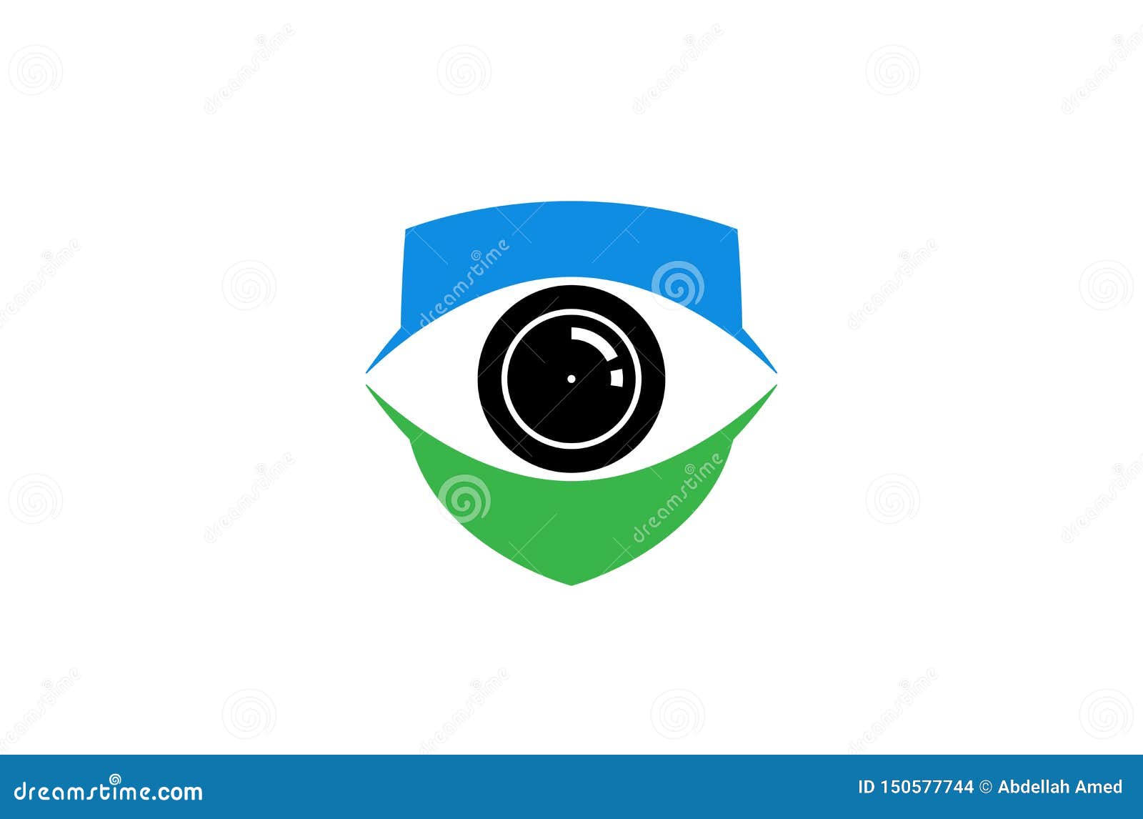 Creative Blue Shield Eye Vision Logo Design Symbol Vector Illustration ...