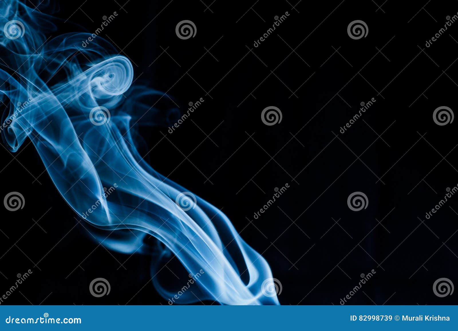 Creative Blue Smoke on Black Background Stock Image - Image of light ...