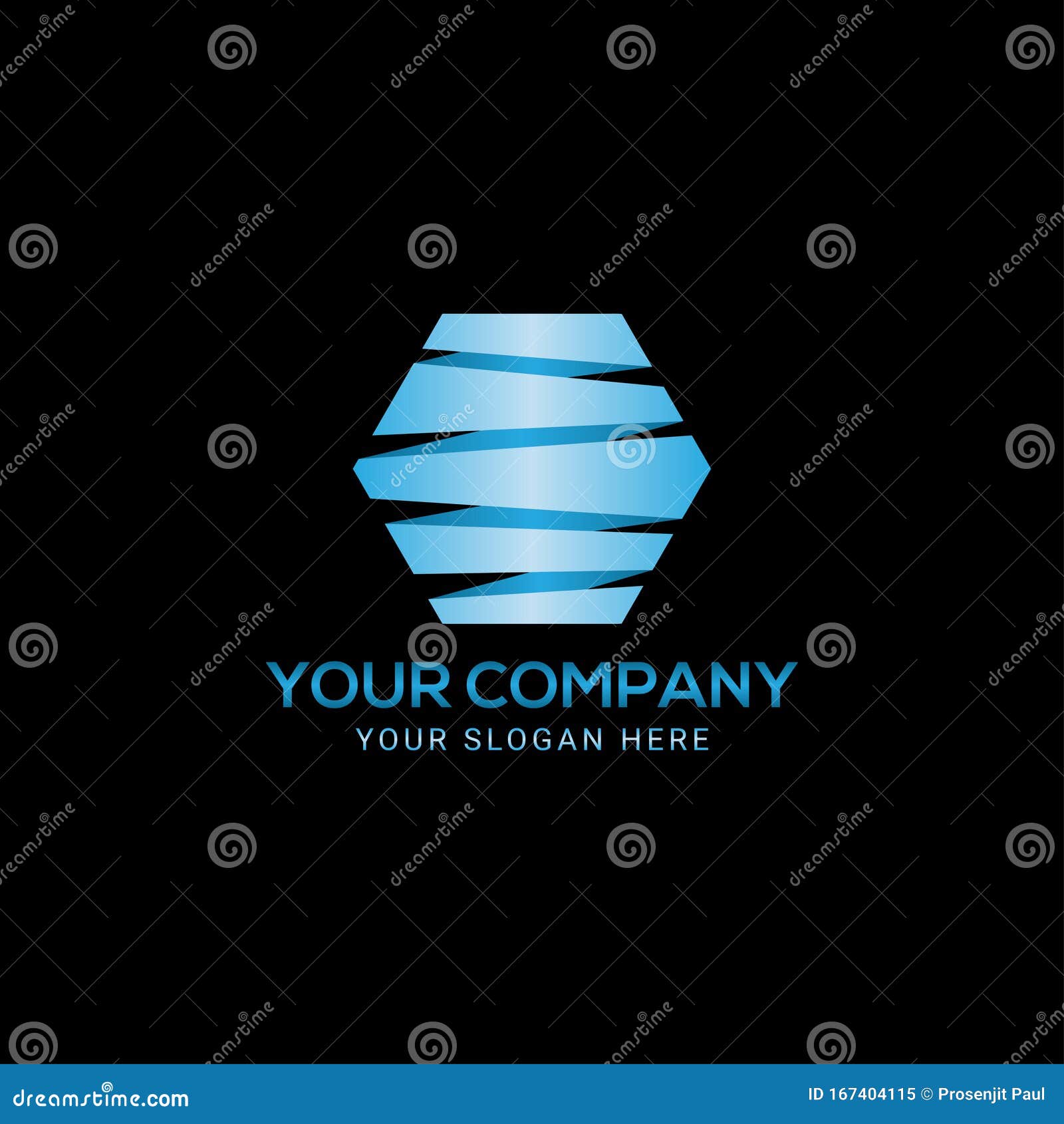 Creative Blue Spiral Hexagon Technology Logo Design Stock Vector ...