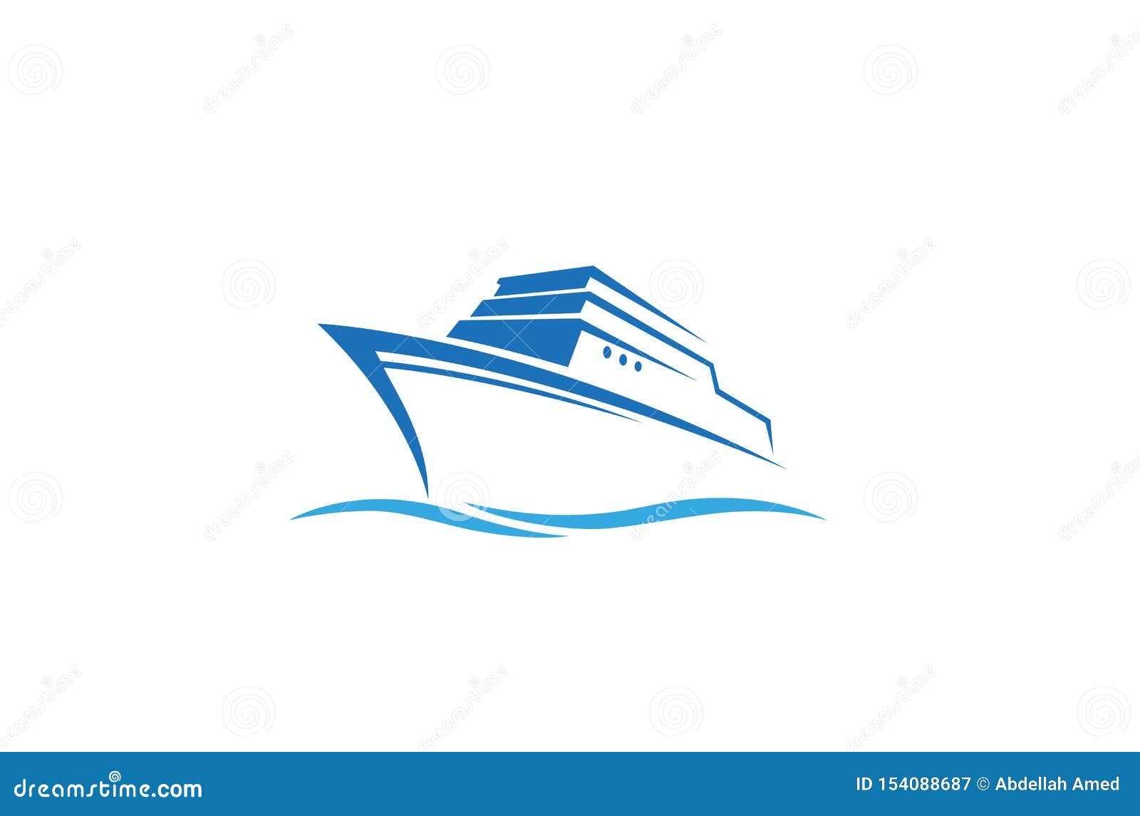 Creative Blue Summer Steamboat Logo Design Vector Symbol Illustration ...