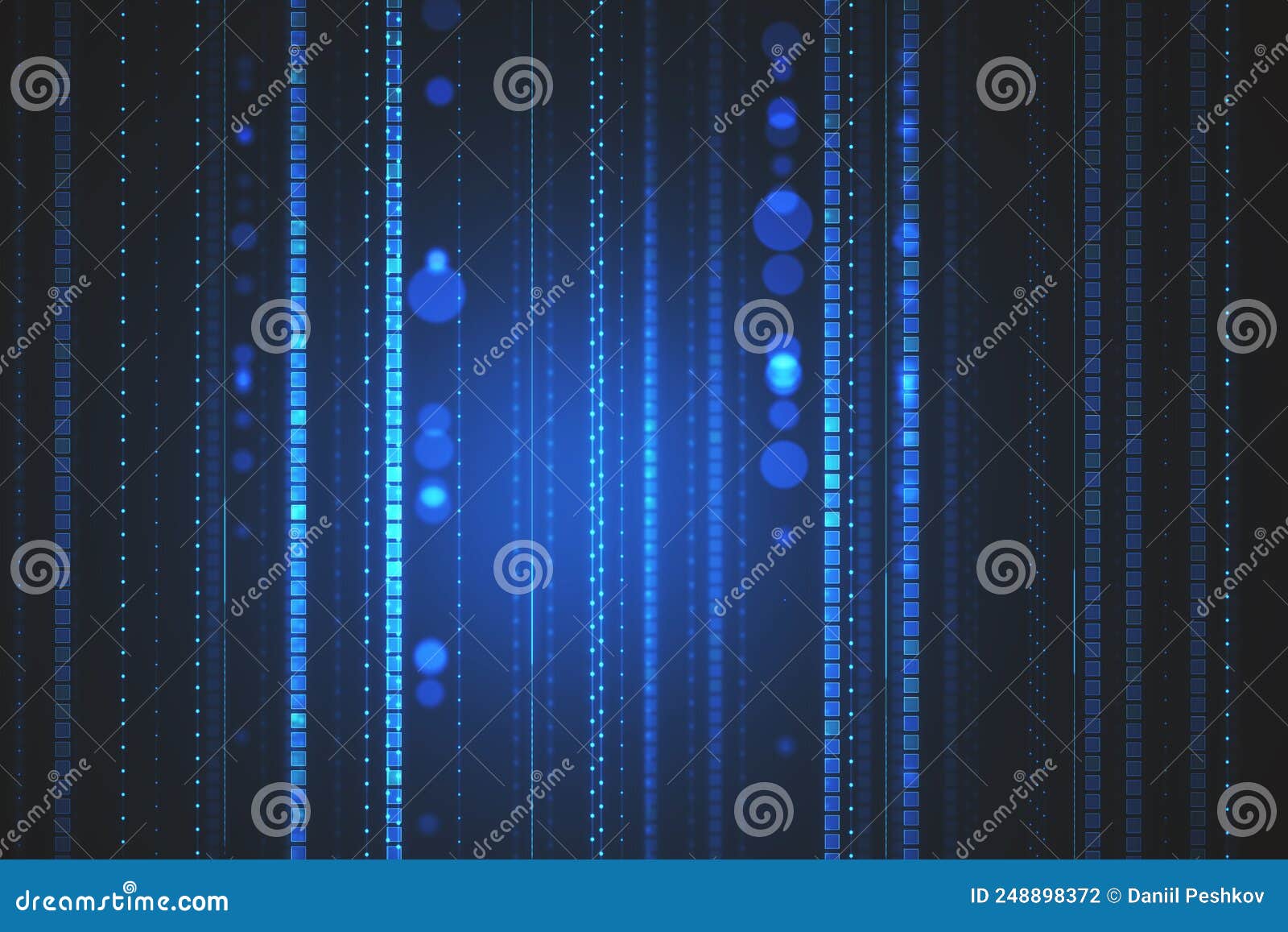 Creative Blue Tech Lines and Blurry Circles Texture. Technology and ...