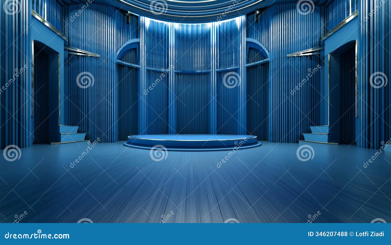 Creative Blue Theater Stage Design with Empty Mock Up Place ...