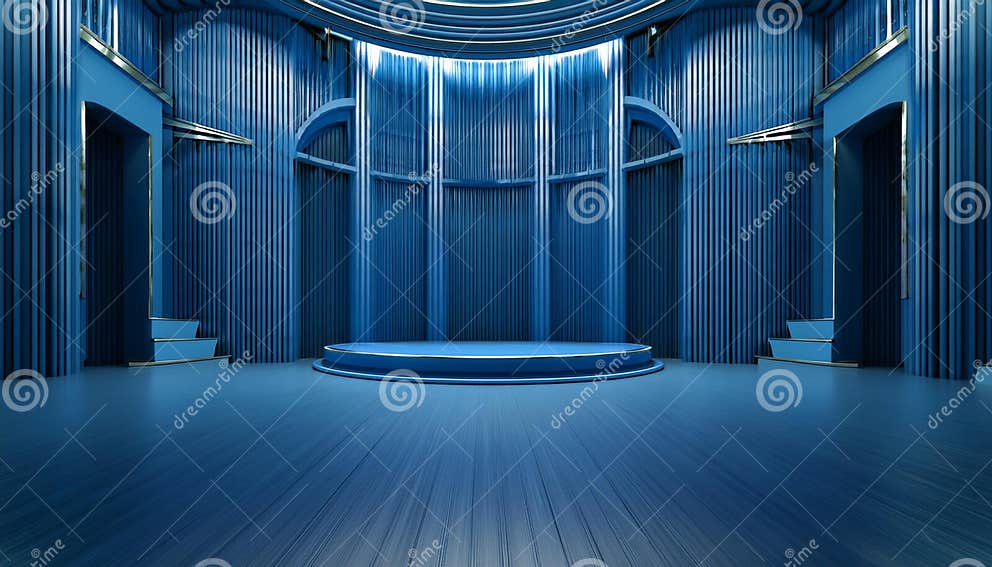 Creative Blue Theater Stage Design with Empty Mock Up Place ...