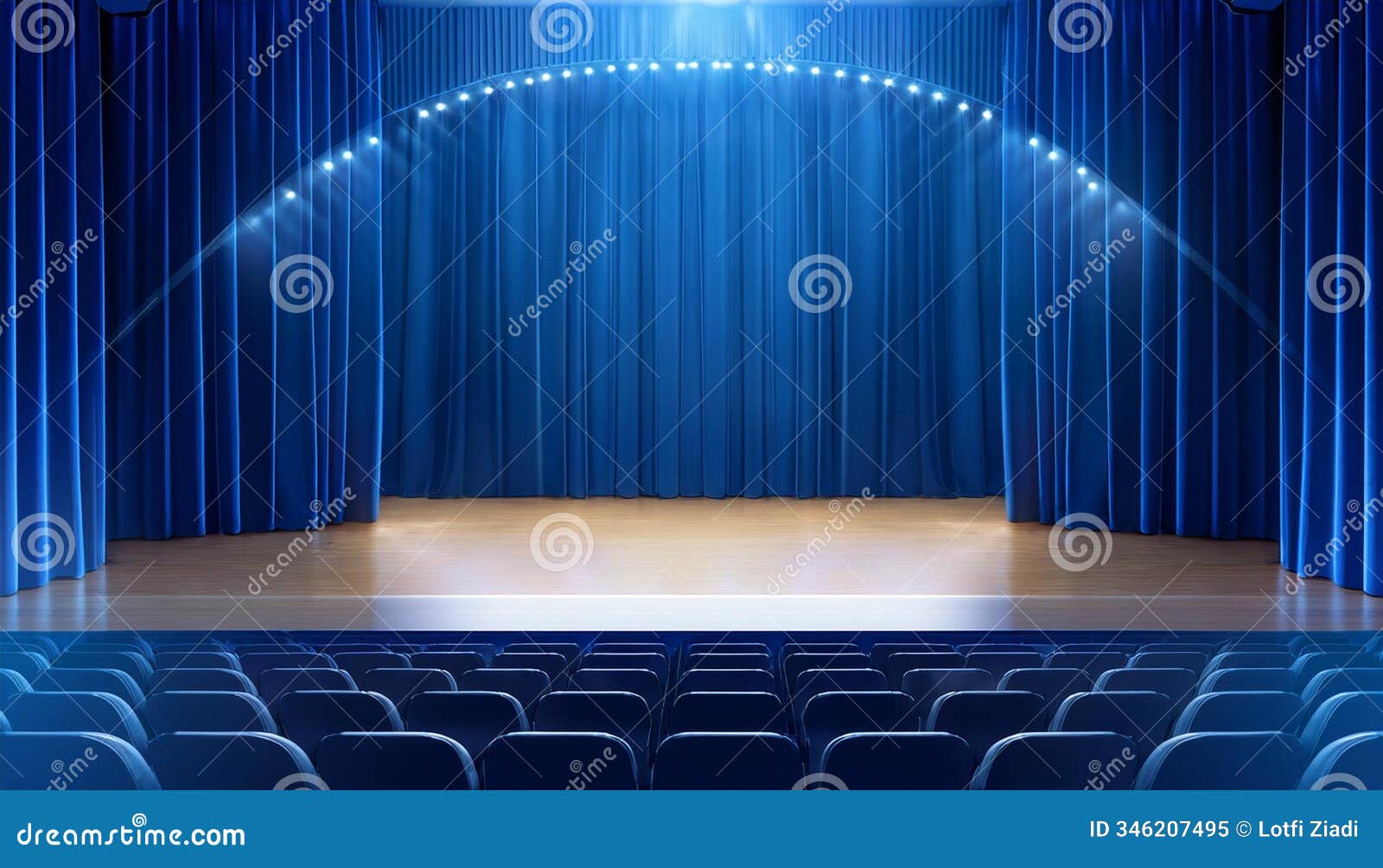 Creative Blue Theater Stage Design with Empty Mock Up Place ...