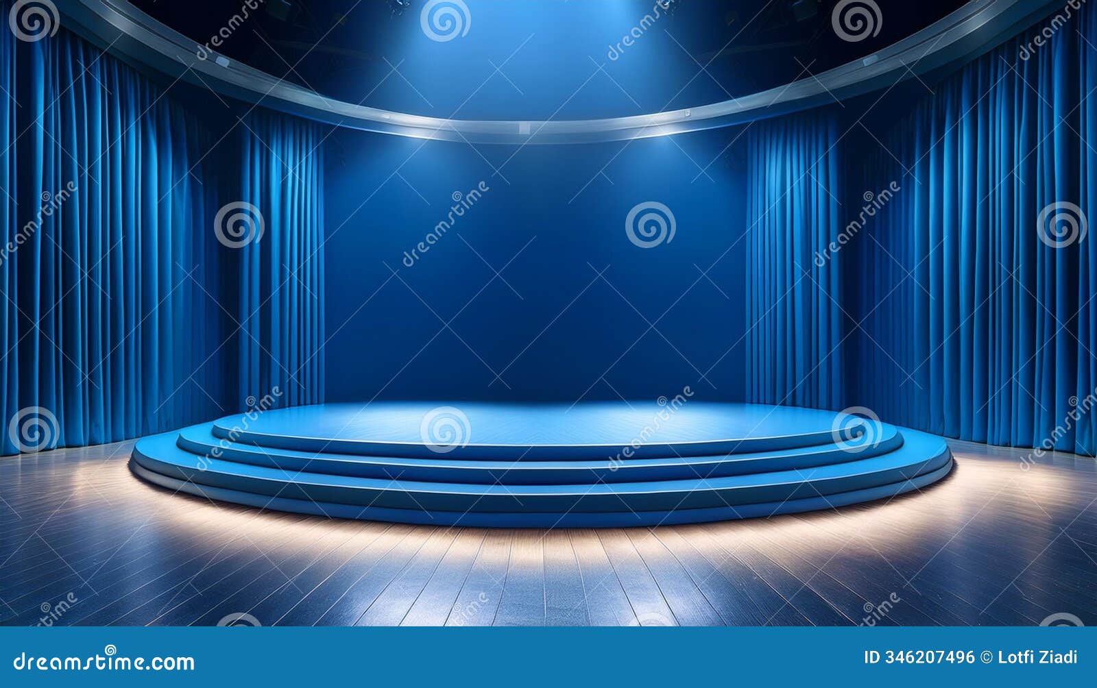 Creative Blue Theater Stage Design with Empty Mock Up Place ...
