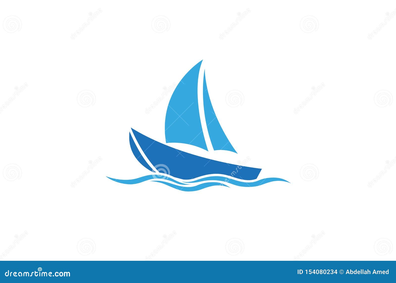 Creative Blue Yacht Boat Logo Design Vector Symbol Illustration Stock ...