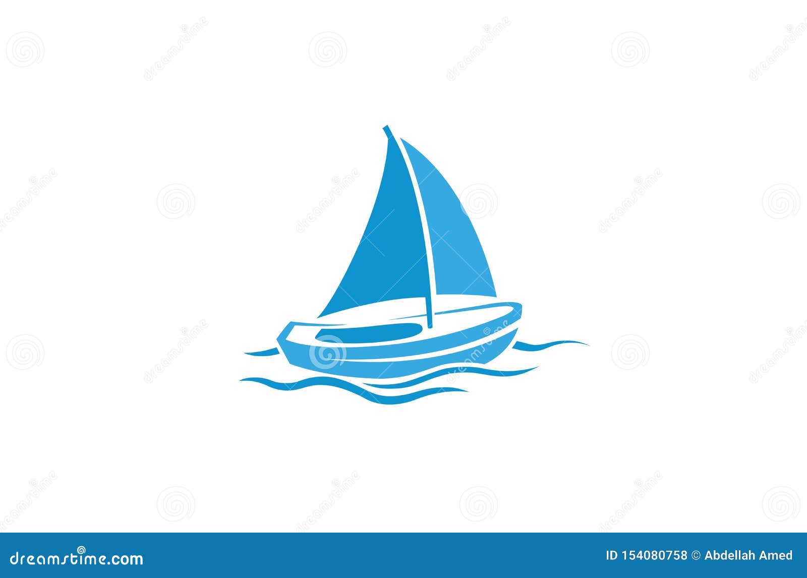 Creative Blue Yacht Boat Logo Design Vector Symbol Illustration Stock ...