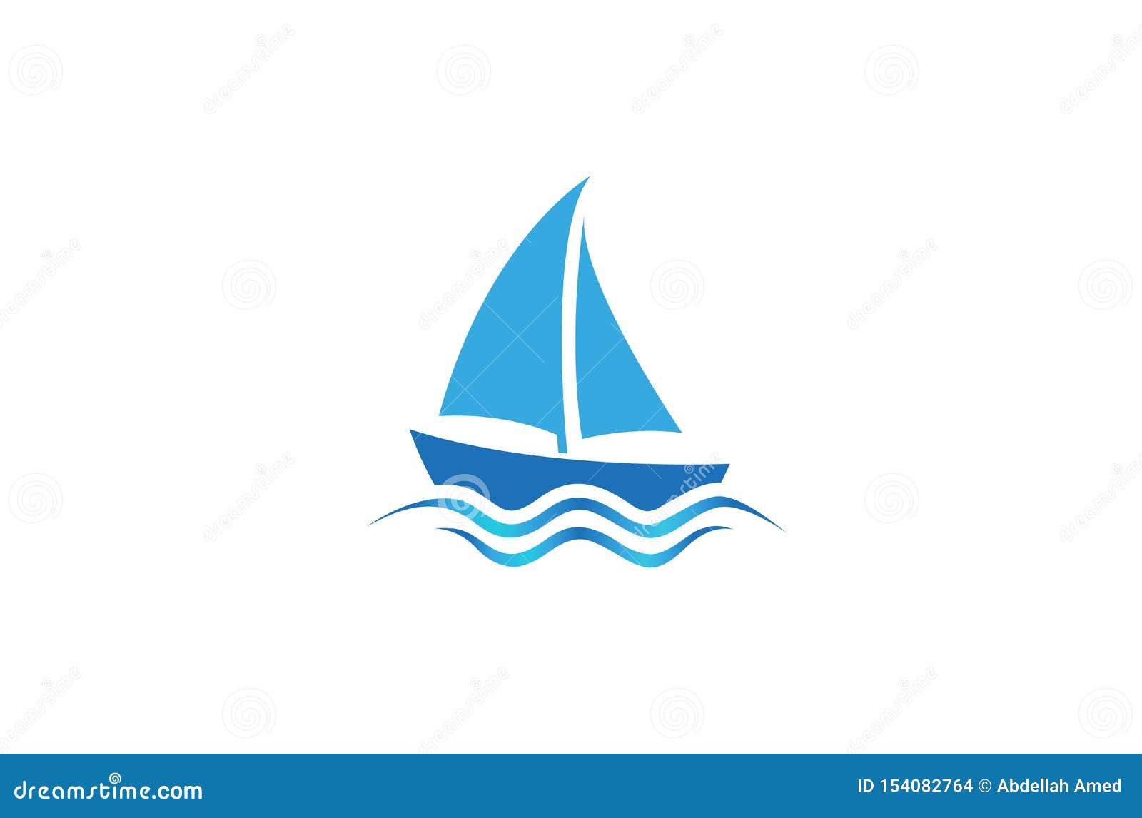 Creative Blue Yacht Boat Logo Design Vector Symbol Illustration Stock ...