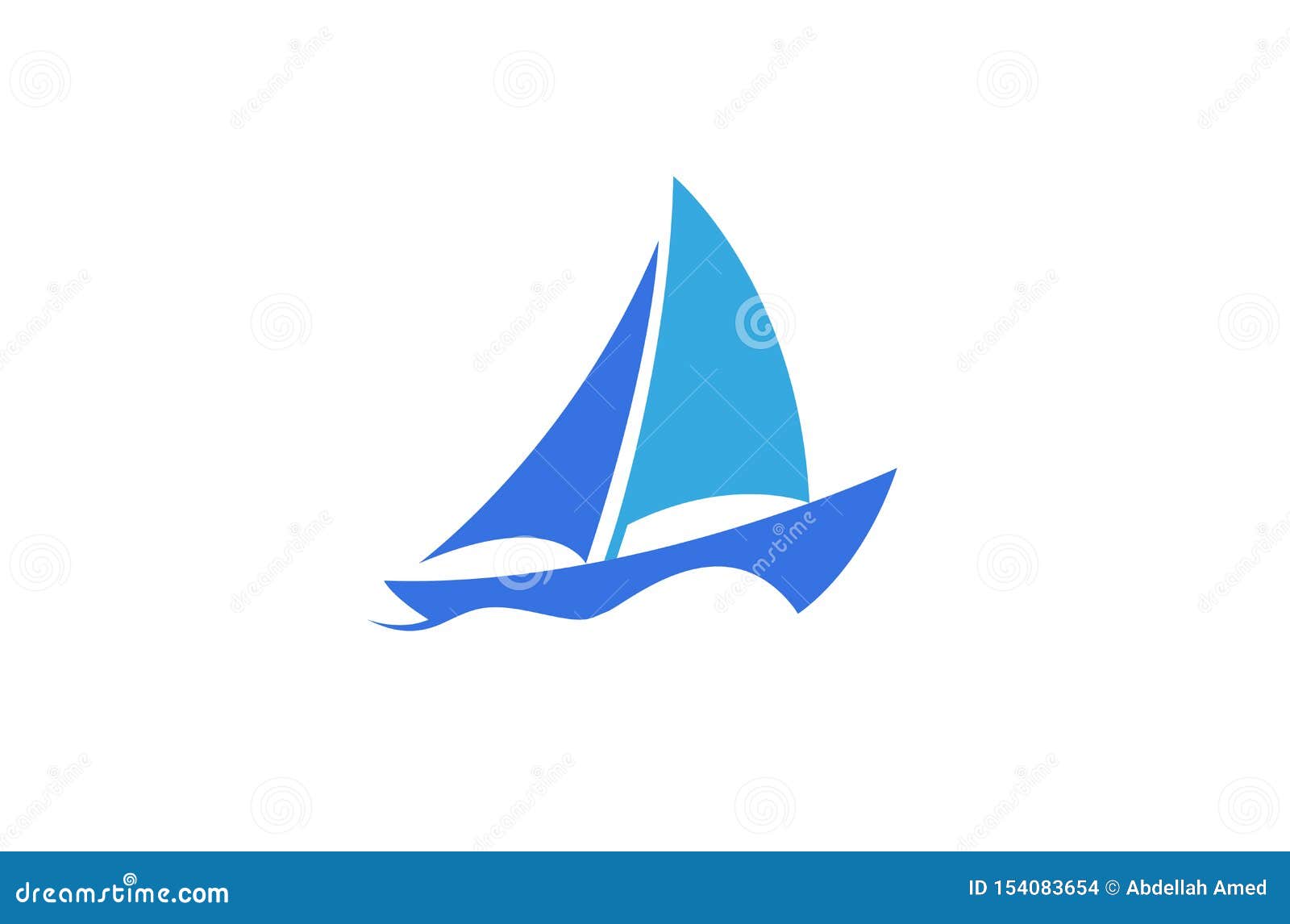 Creative Blue Yacht Boat Logo Design Vector Symbol Illustration Stock ...