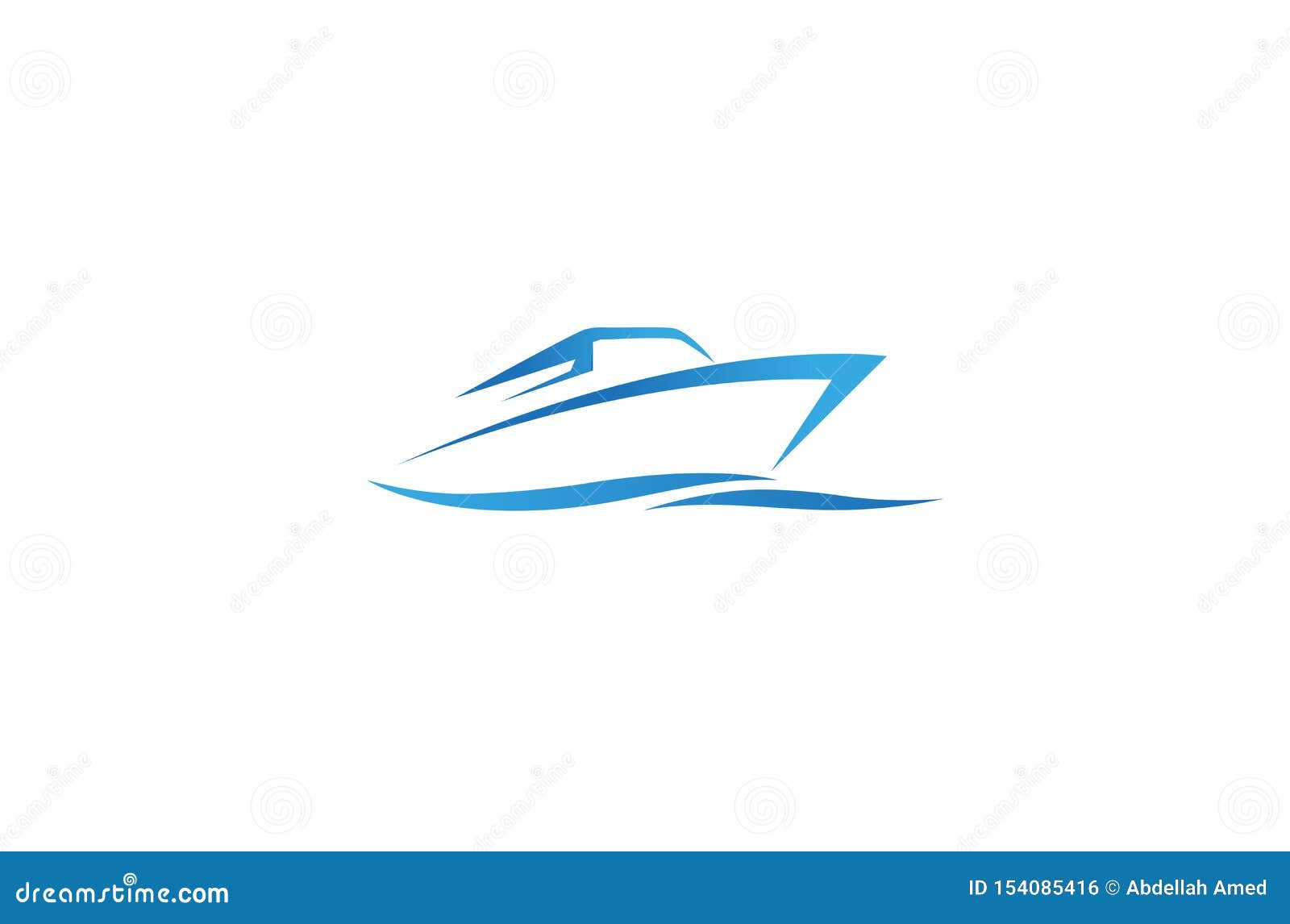 Creative Blue Yacht Boat Logo Design Vector Symbol Illustration Stock ...