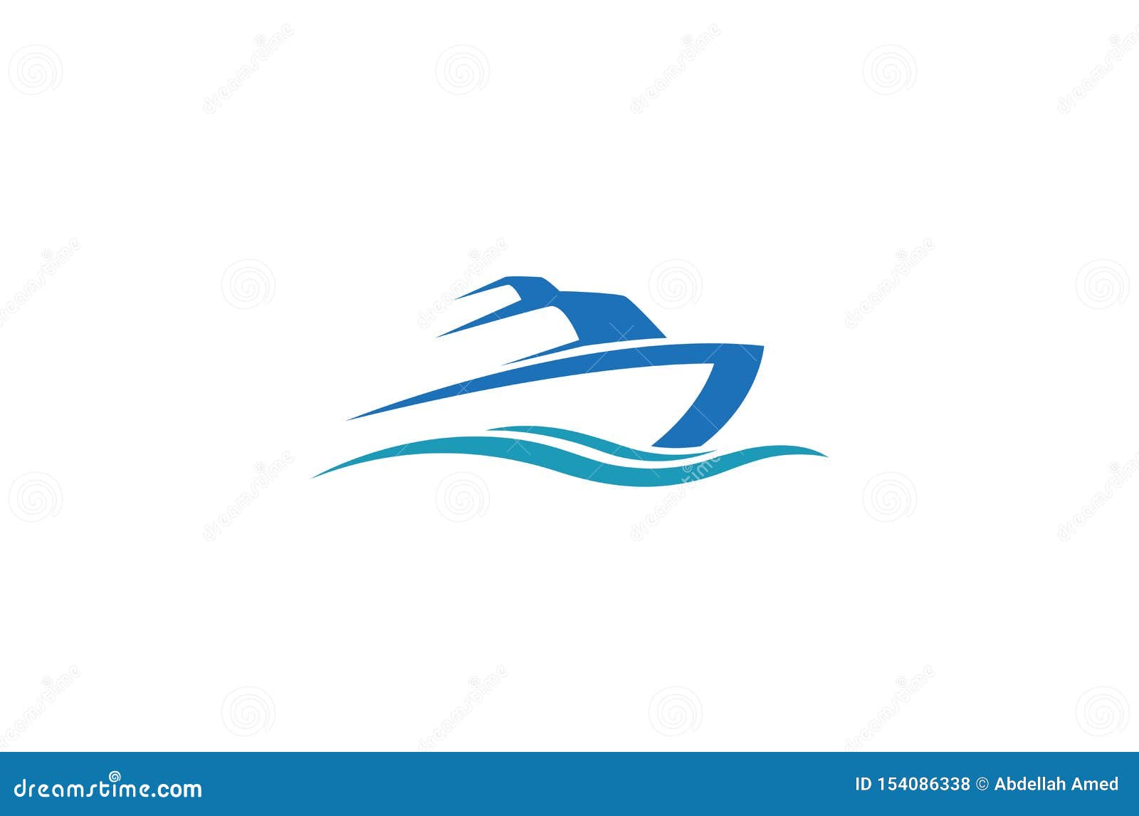 Creative Blue Yacht Boat Logo Design Vector Symbol Illustration Stock ...