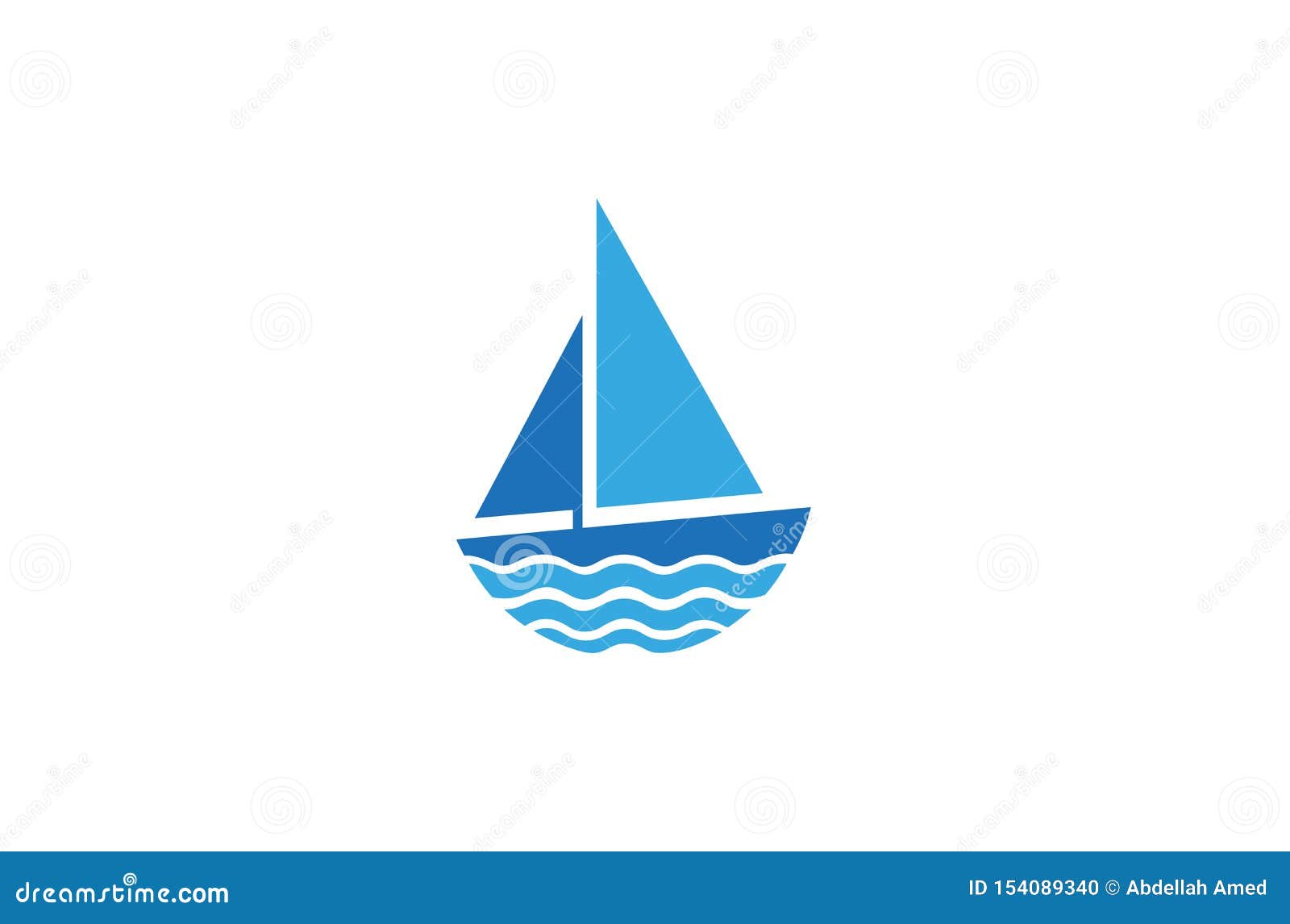 Creative Blue Yacht Boat Logo Design Vector Symbol Illustration Stock ...