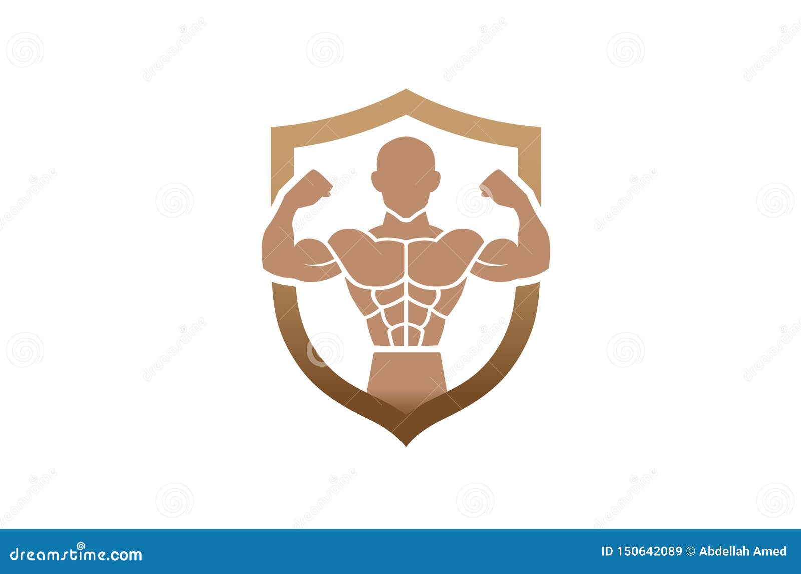 Creative Bodybuilder Gym Shield Logo Design Symbol Vector Illustration ...