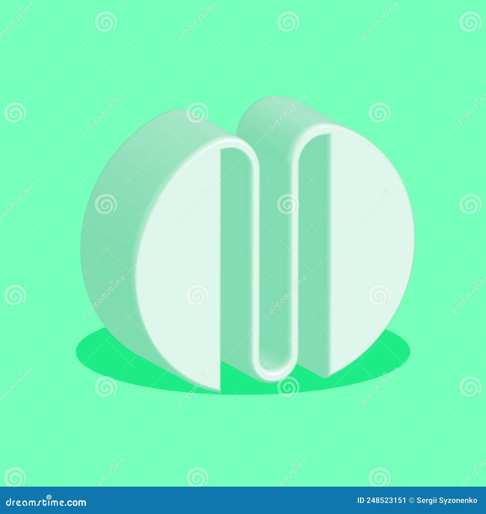 Creative Bold Letter M Logo 3d Mockup Soft Halftone Green Isometric ...