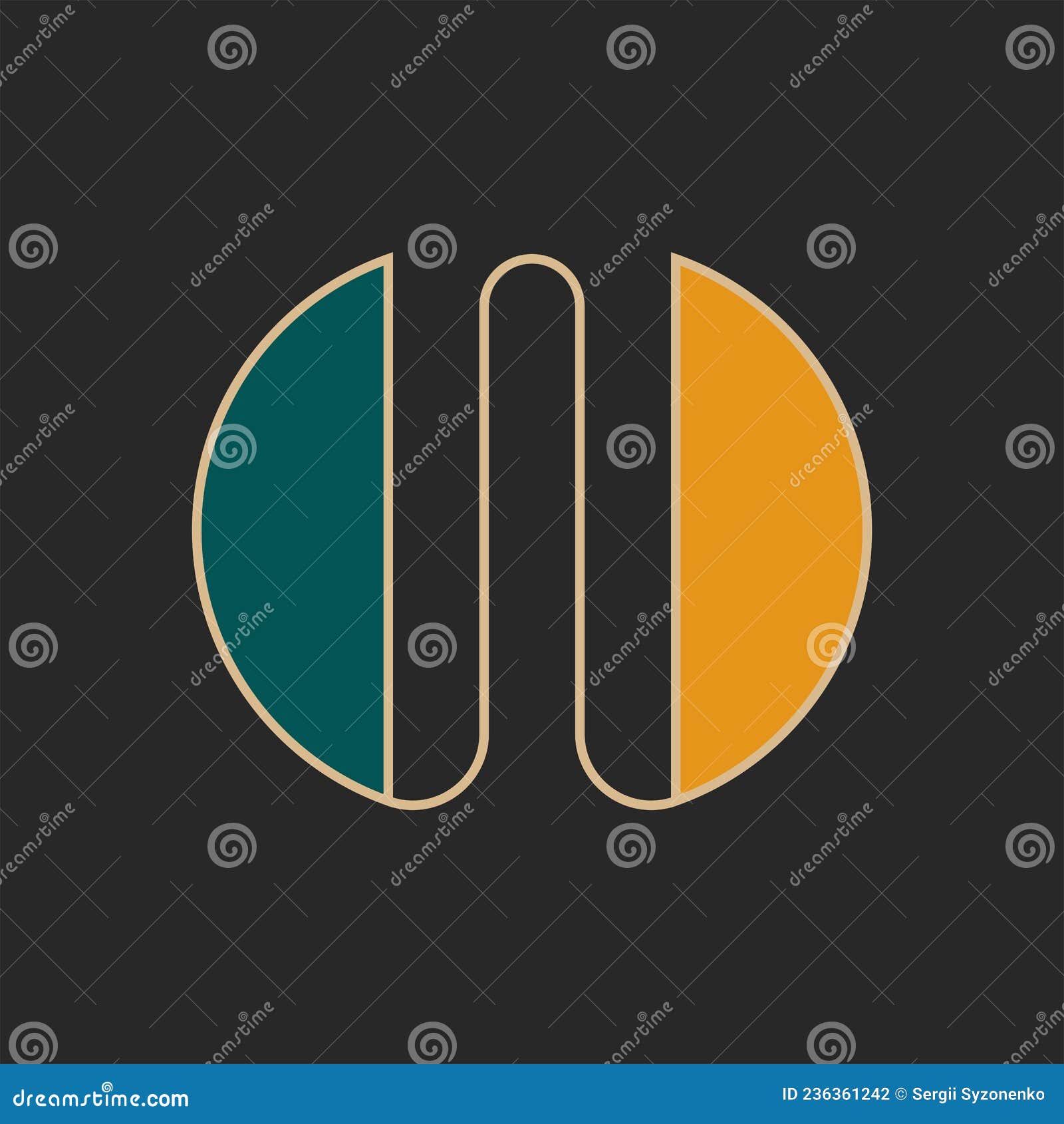 Creative Bold Letter W Logo Mockup Retro Font Rounded Shape, Hipster ...