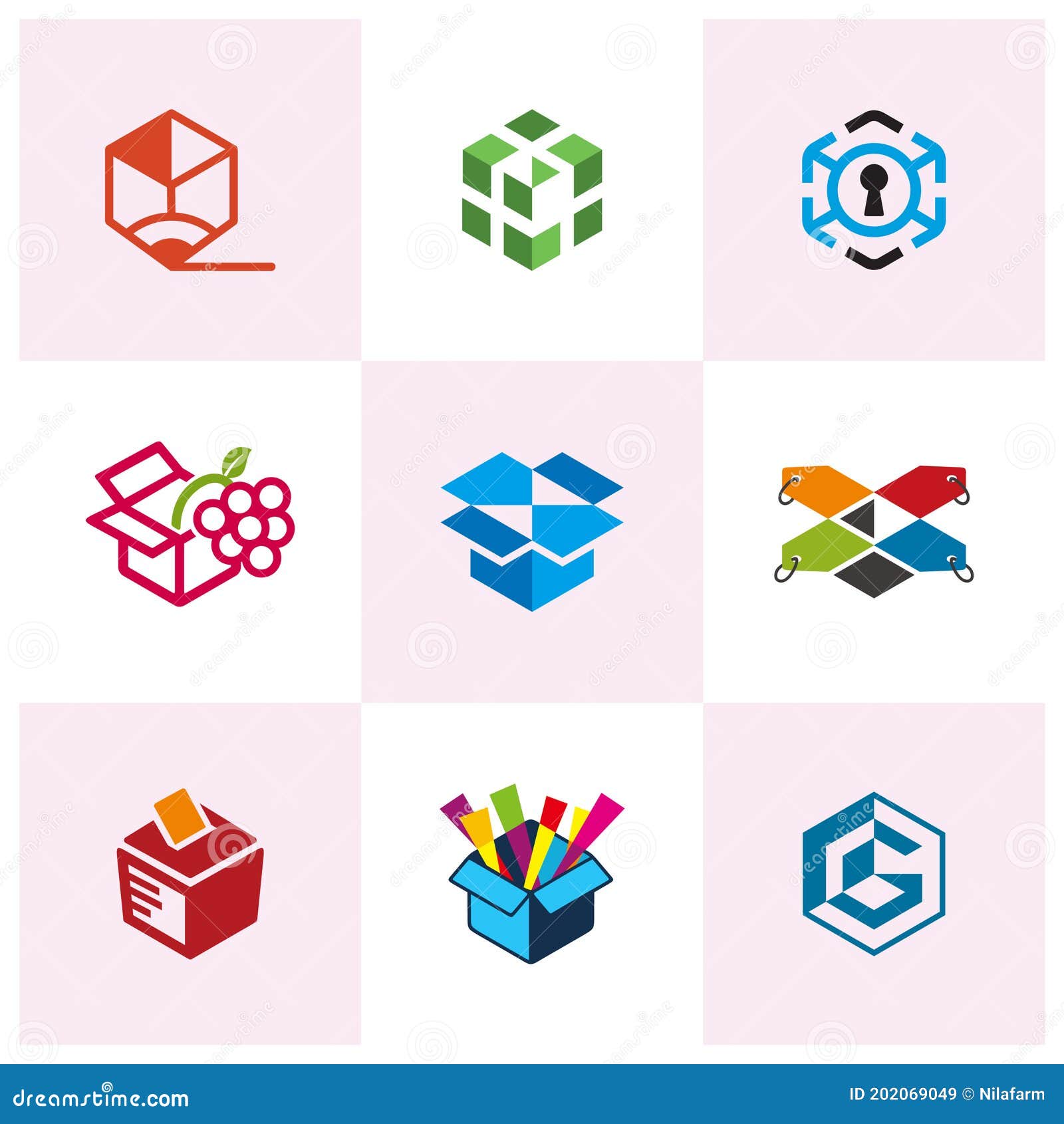 Creative Box Logo Design Image Template Set Stock Vector - Illustration ...