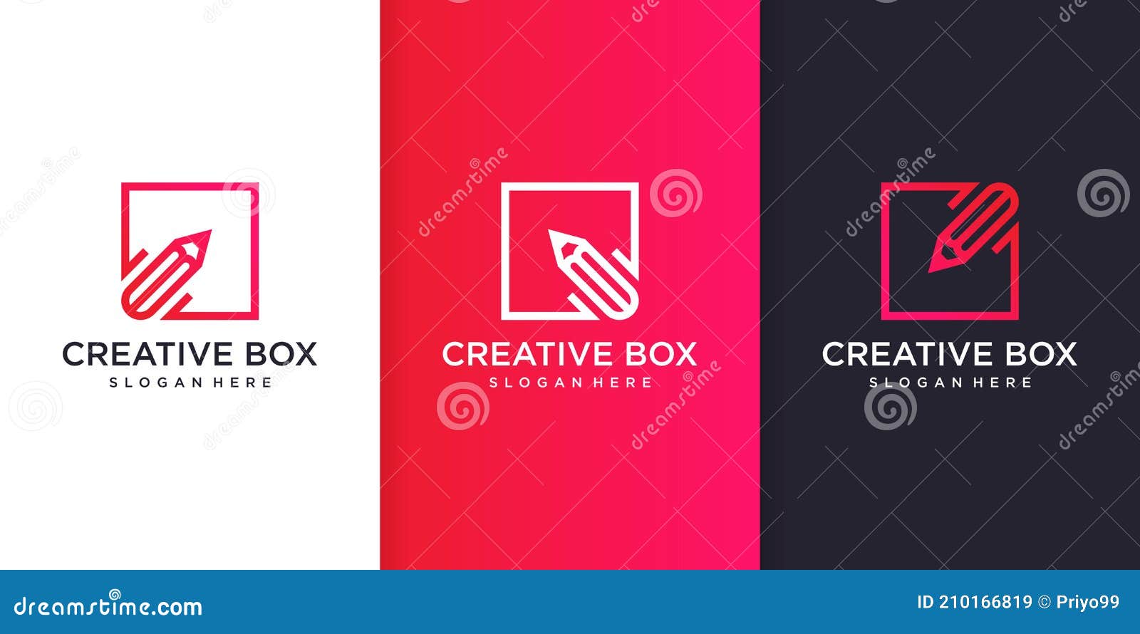 Creative Box Logo with Pencil Line Art Style Inside Premium Vector ...
