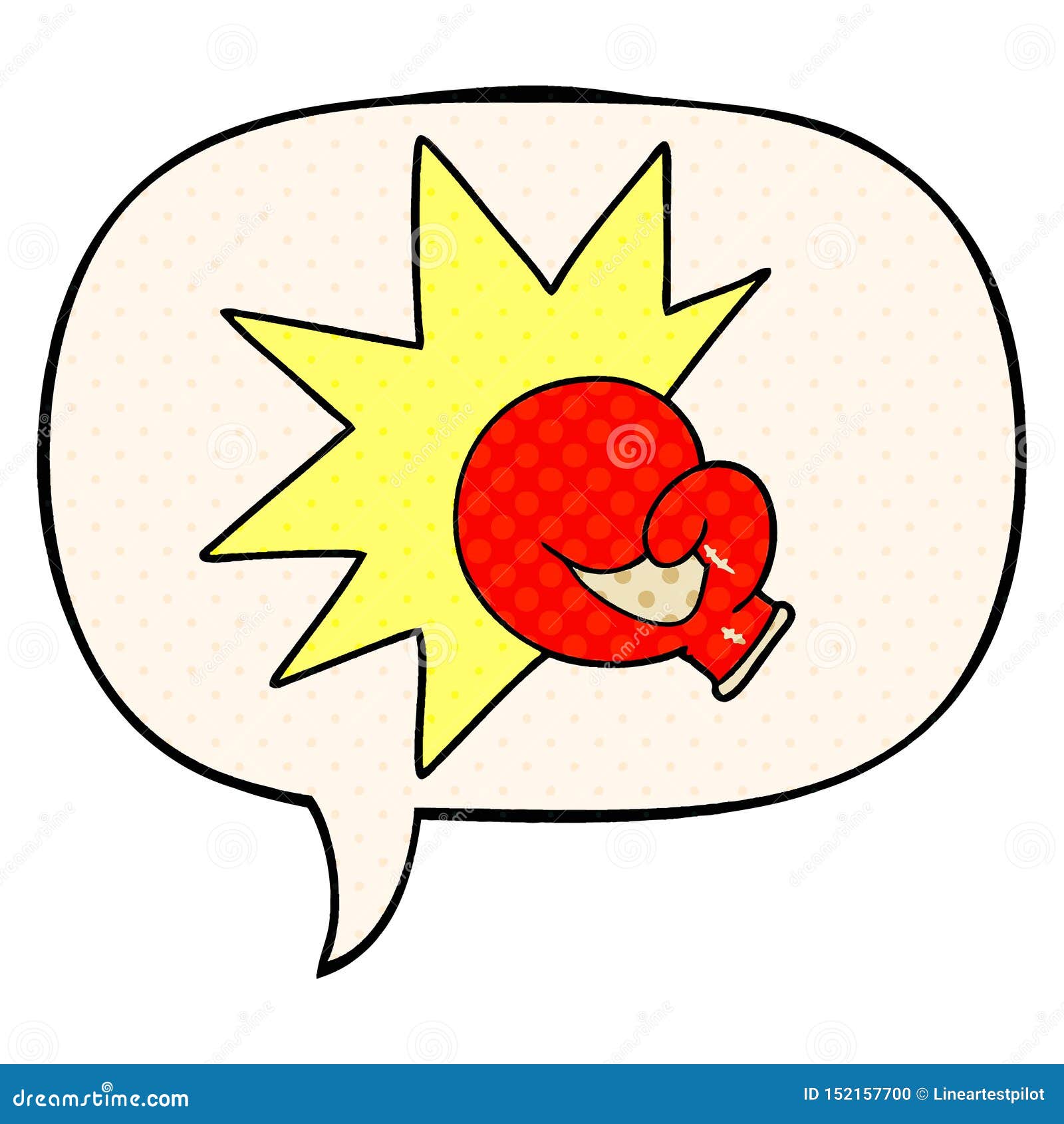 A Creative Boxing Glove Cartoon and Speech Bubble in Comic Book Style ...