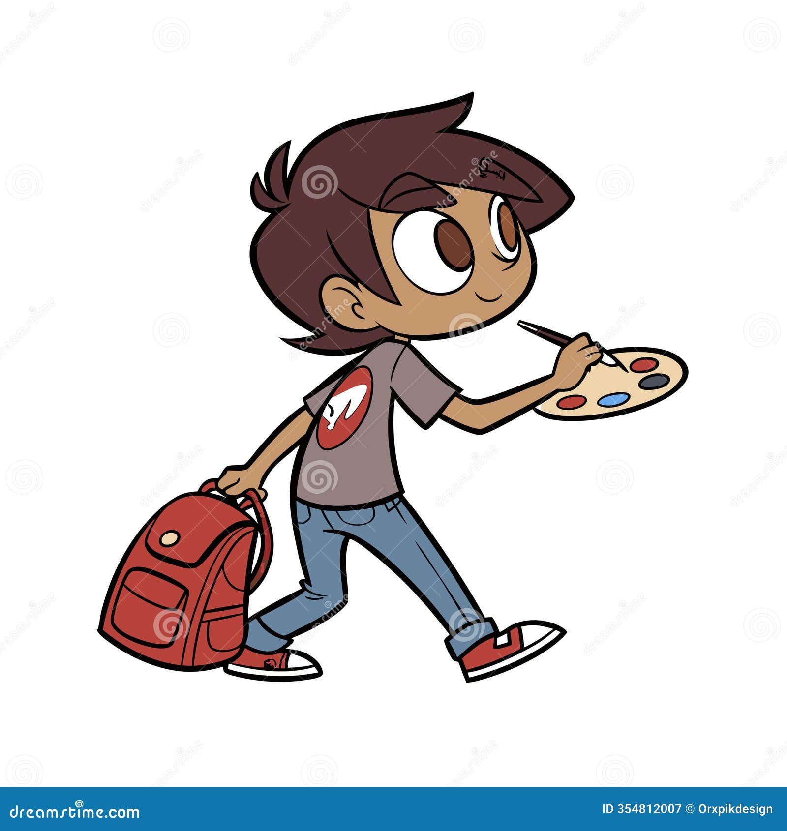 Creative Boy with Dark Hair Stock Illustration - Illustration of ...