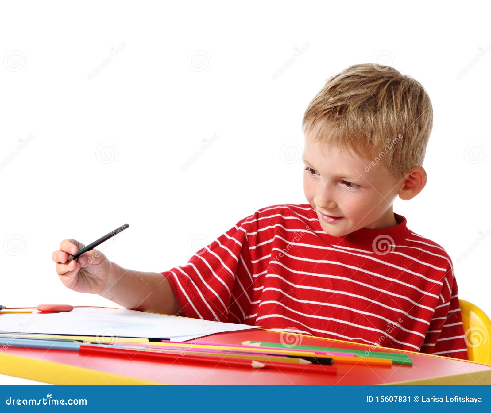 Creative boy with pencils stock image. Image of paint - 15607831