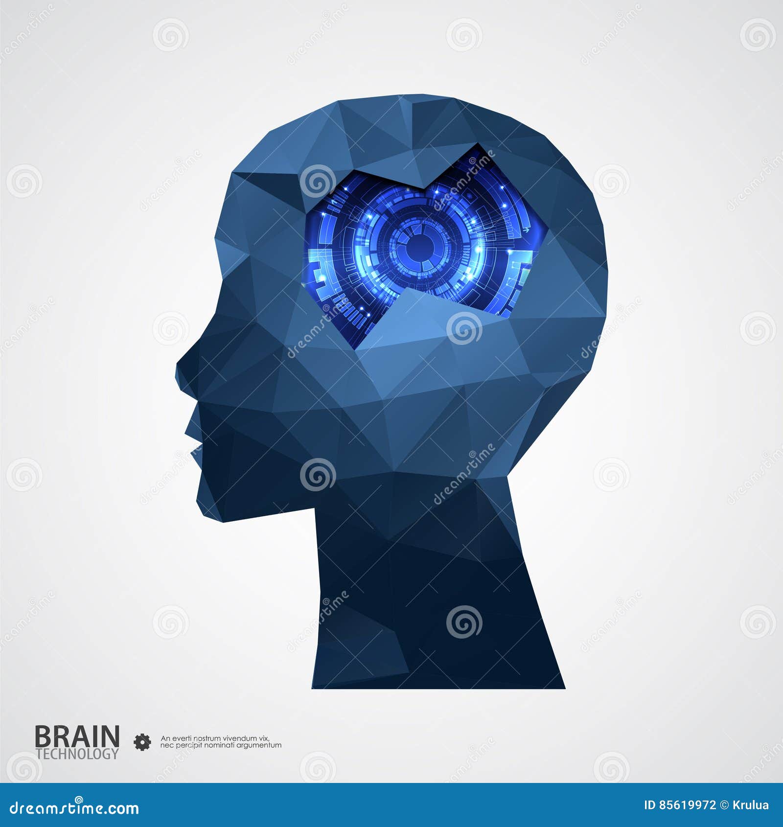 Creative Brain Background with Triangular Grid. Stock Vector ...