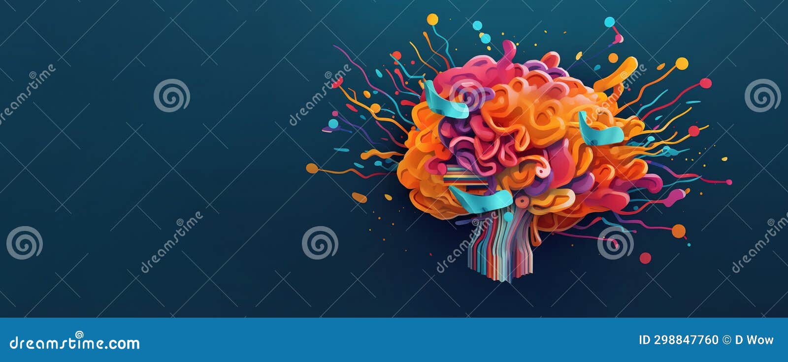 Creative Brain on a Blue Background. Banner. Copy Space. Stock ...
