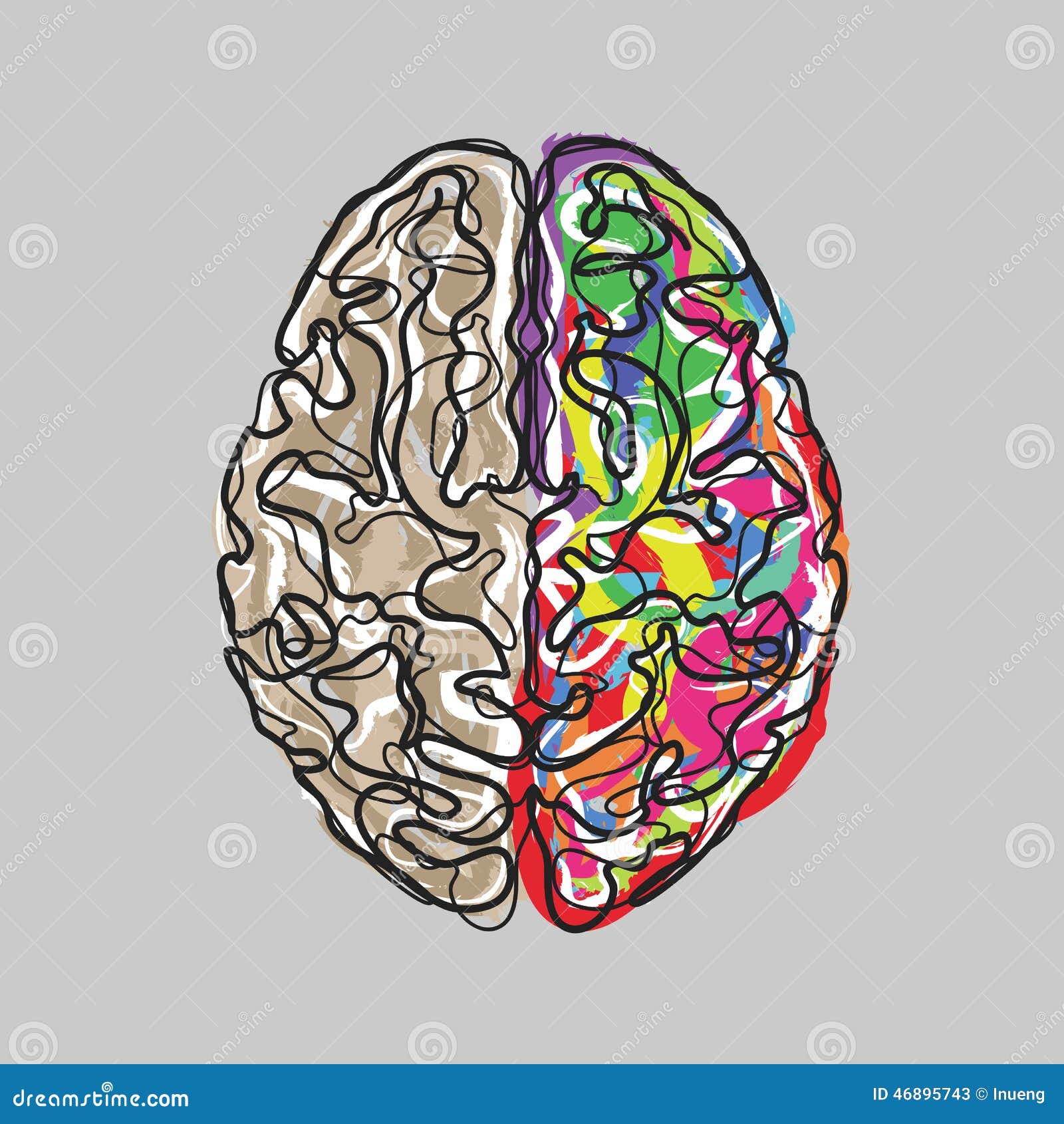 Creative Brain with Color Strokes Vector Stock Vector - Illustration of ...