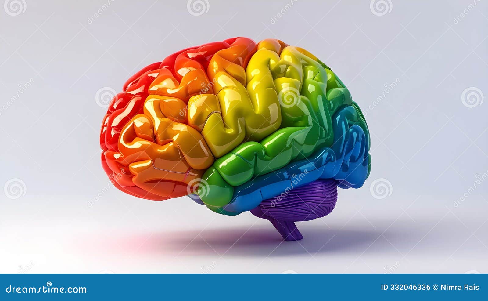 Creative Brain with Colored Lobes on a Blue Background. Creative Idea ...