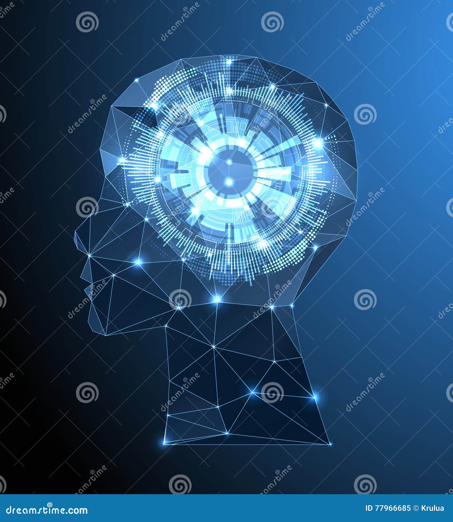 Creative Brain Concept Background with Triangular Grid. Stock Vector ...