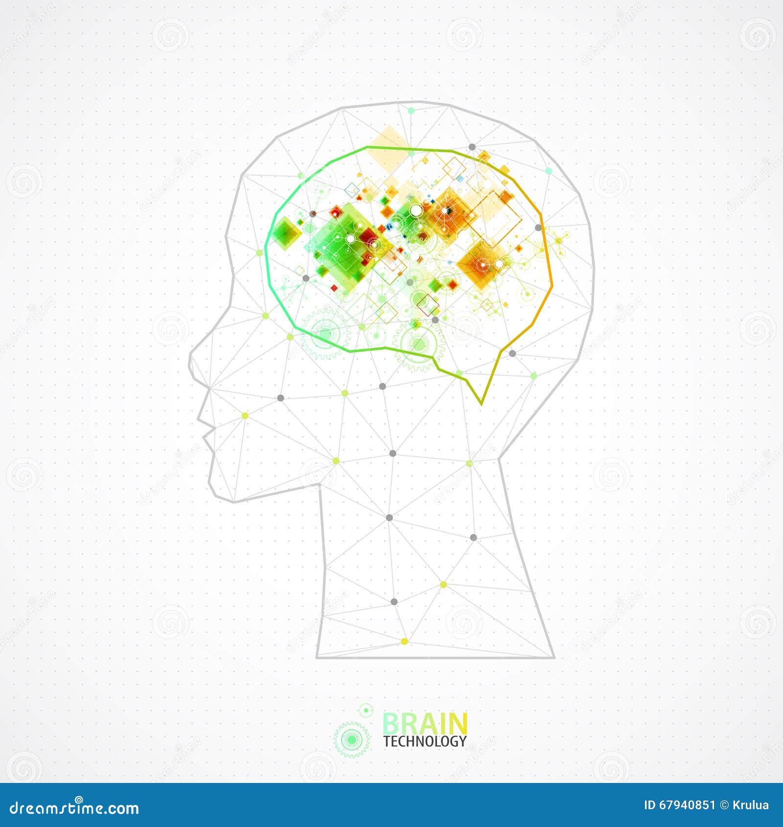 Creative Brain Concept Background with Triangular Grid. Stock Vector ...