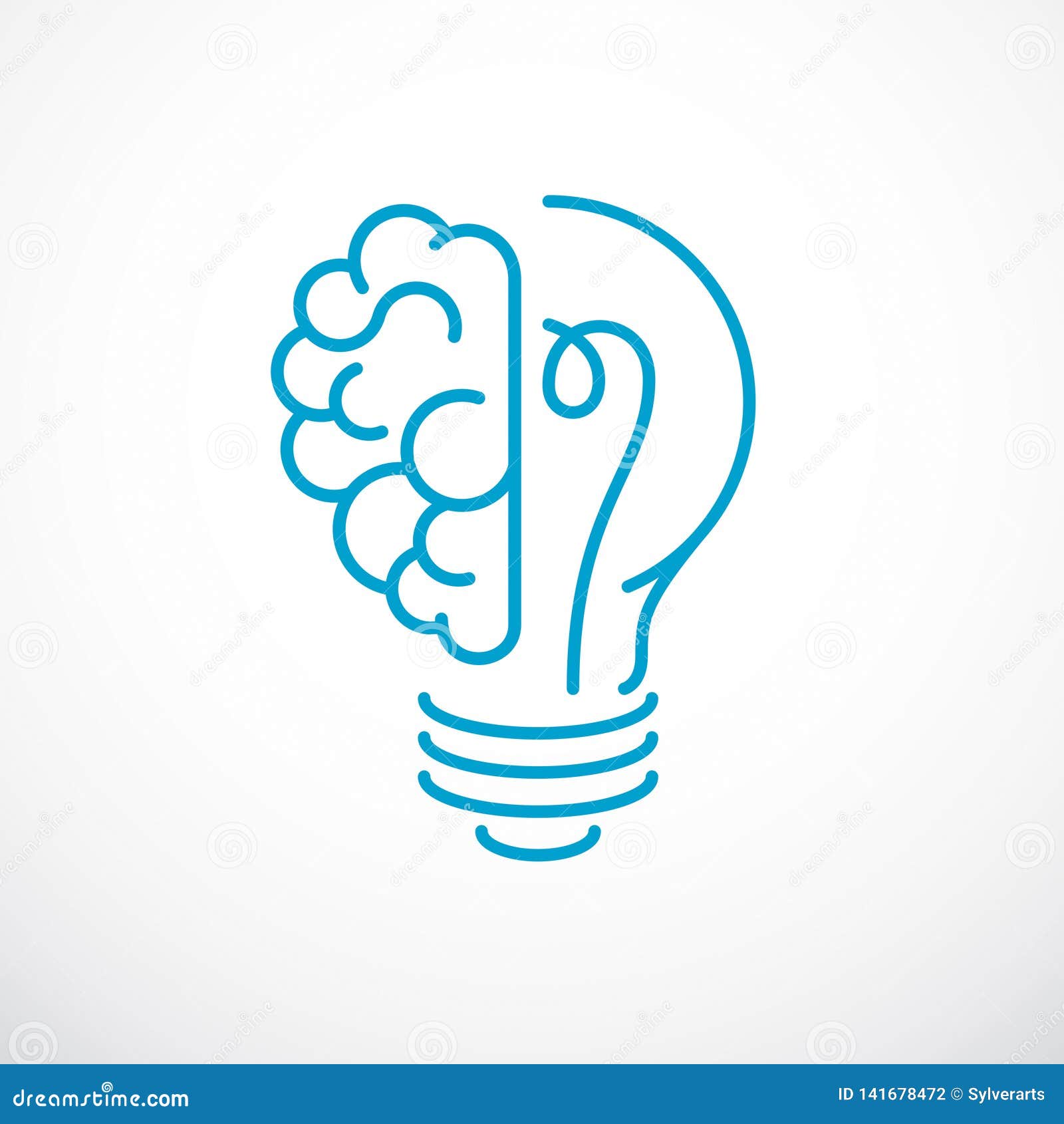 Creative Brain Concept, Intelligent Creation Vector Logo. Light Bulb ...