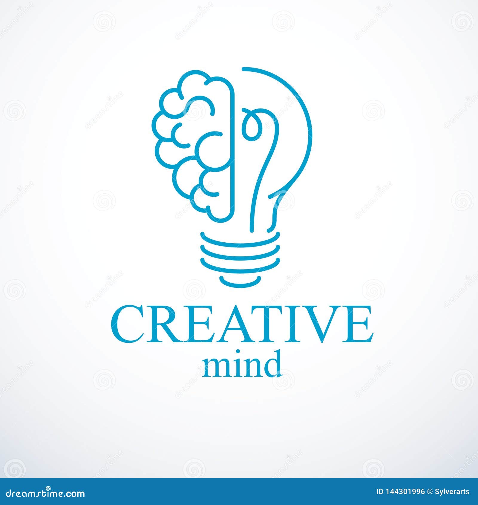 Creative Brain Concept, Intelligent Creation Vector Logo. Light Bulb ...