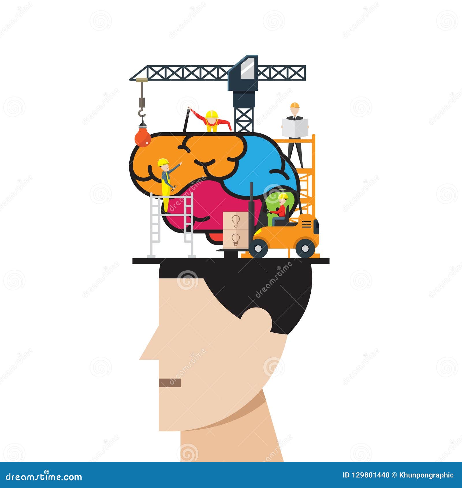 Creative Brain, Construction Develop Concept, Infographic Vector Stock ...