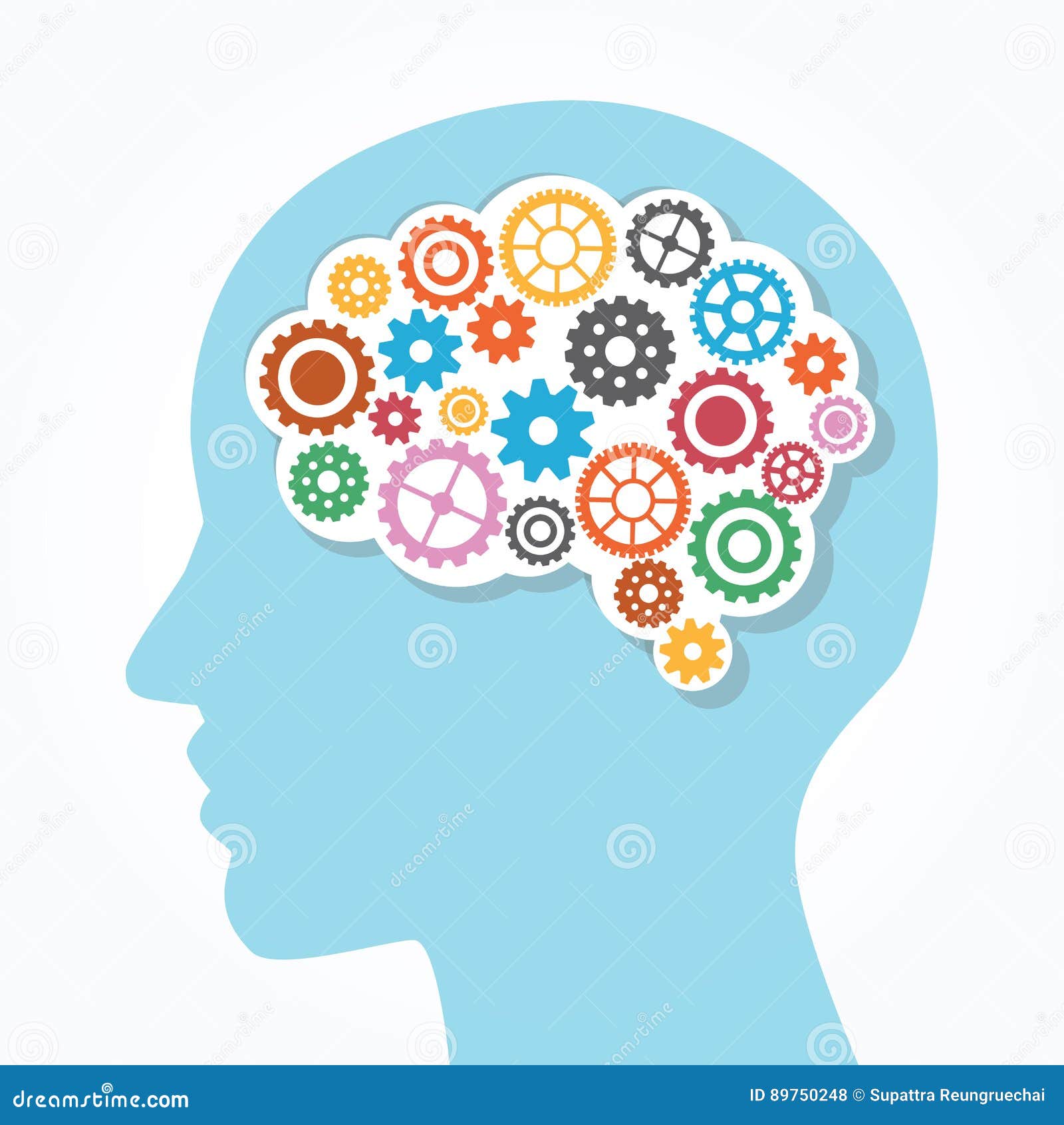 Creative Brain and Gear Vector Template. Stock Vector - Illustration of ...