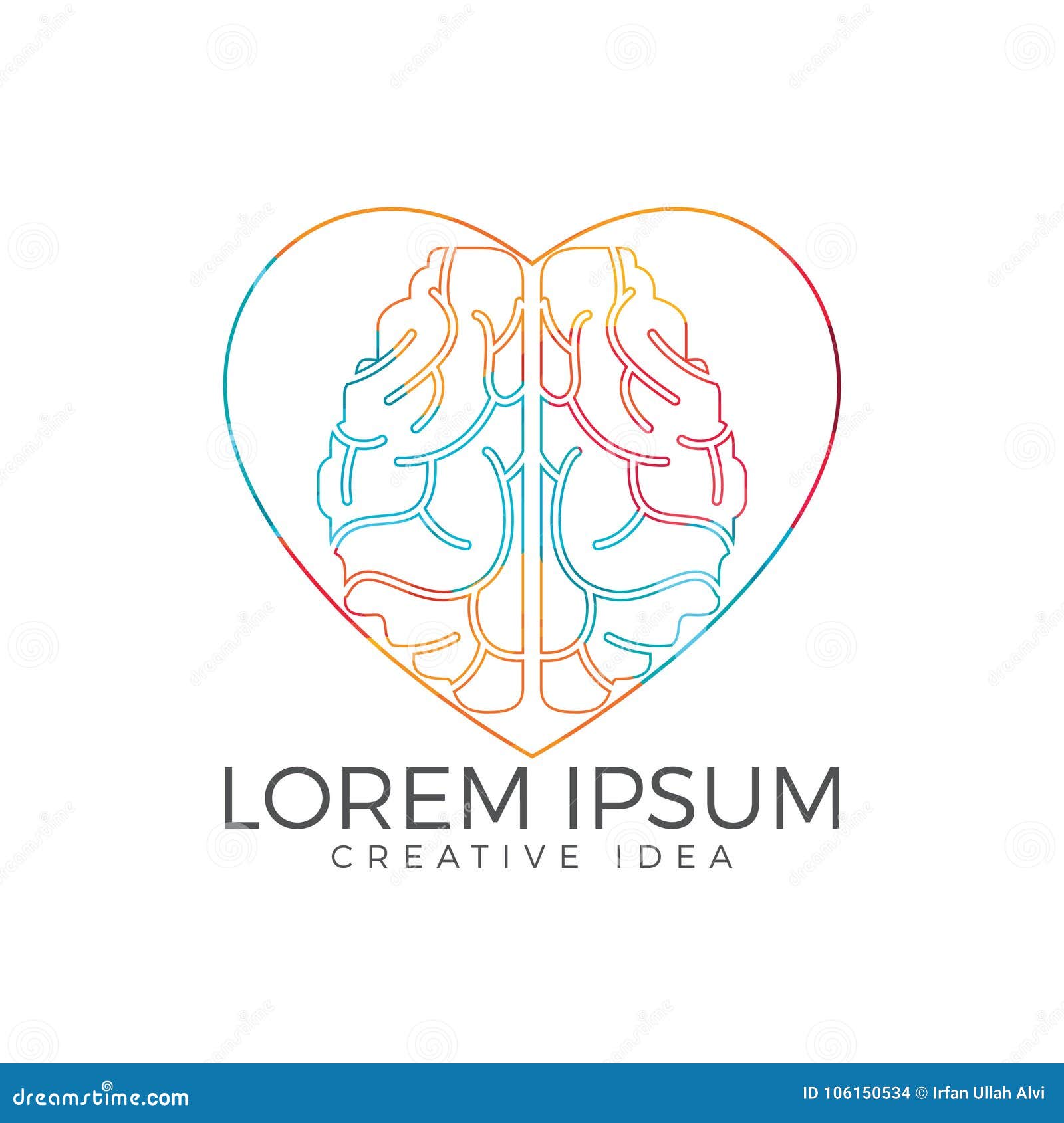 Creative Brain Heart Shape Logo Design. Think Idea Concept. Stock ...