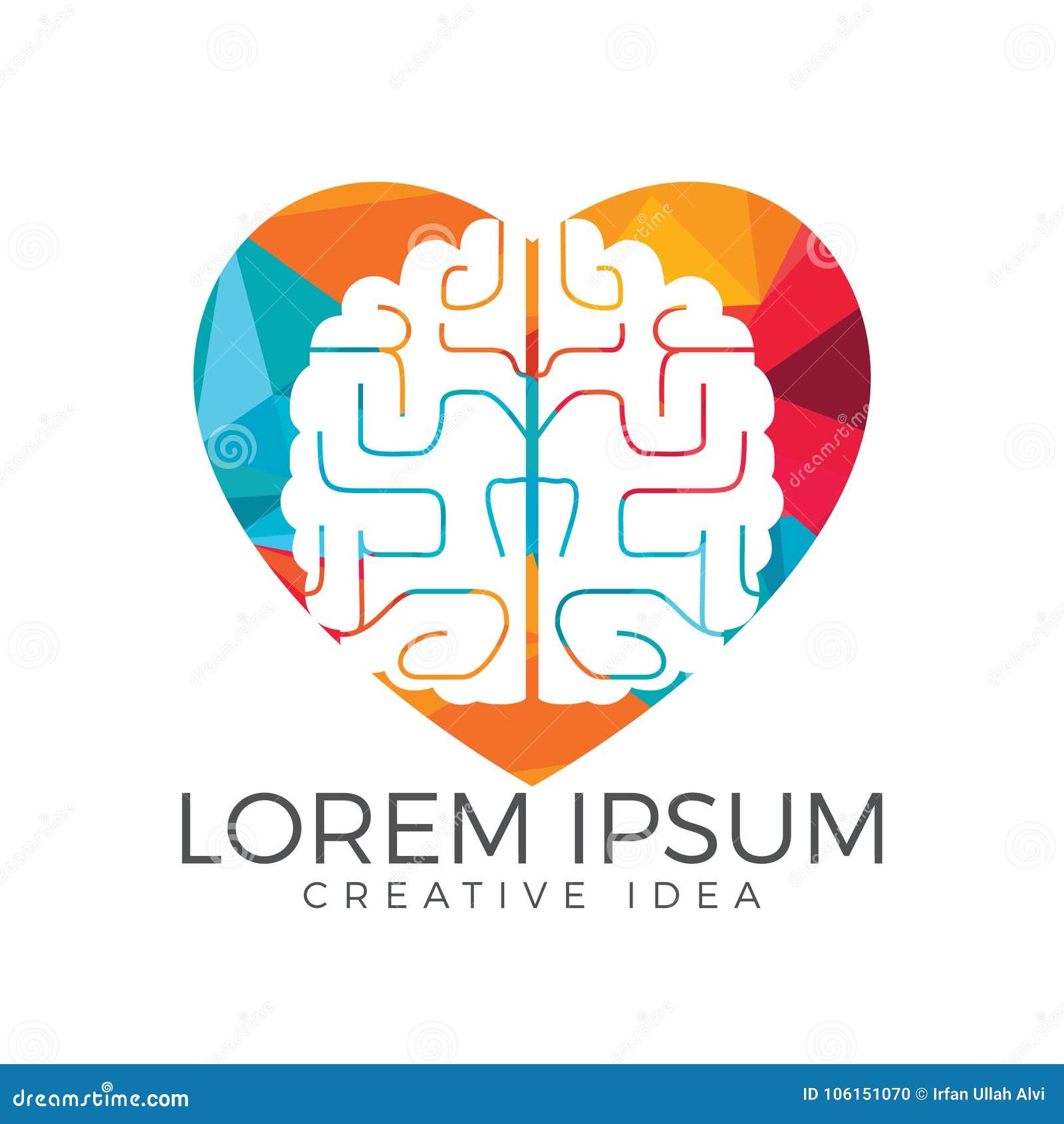Creative Brain Heart Shape Logo Design. Think Idea Concept. Stock ...