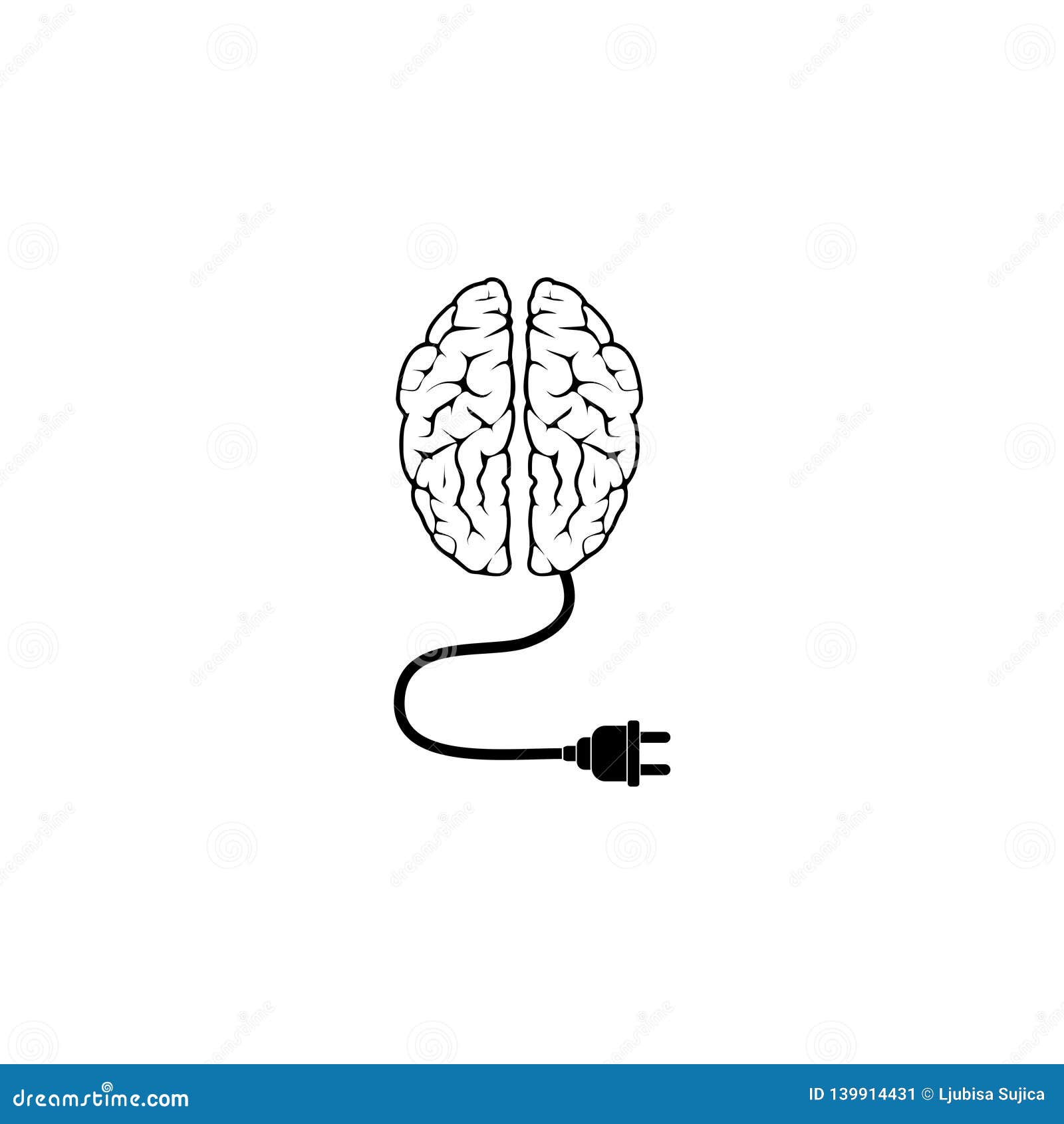 Creative Brain Idea Concept with Plug in Icon, Brain with Plug Stock ...