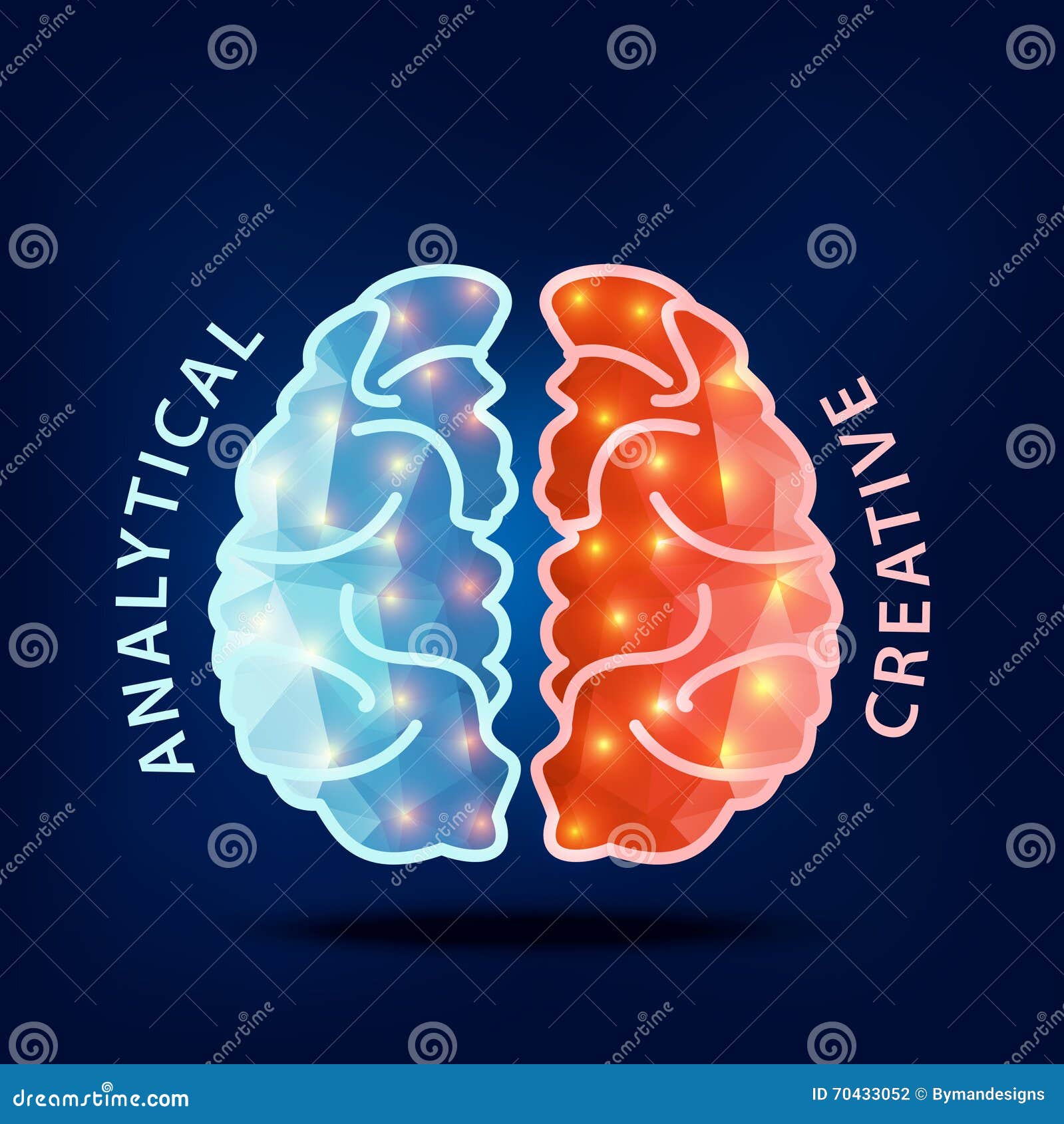 Creative Brain Idea.Left And Right Hemisphere Of Human Brain Vector ...