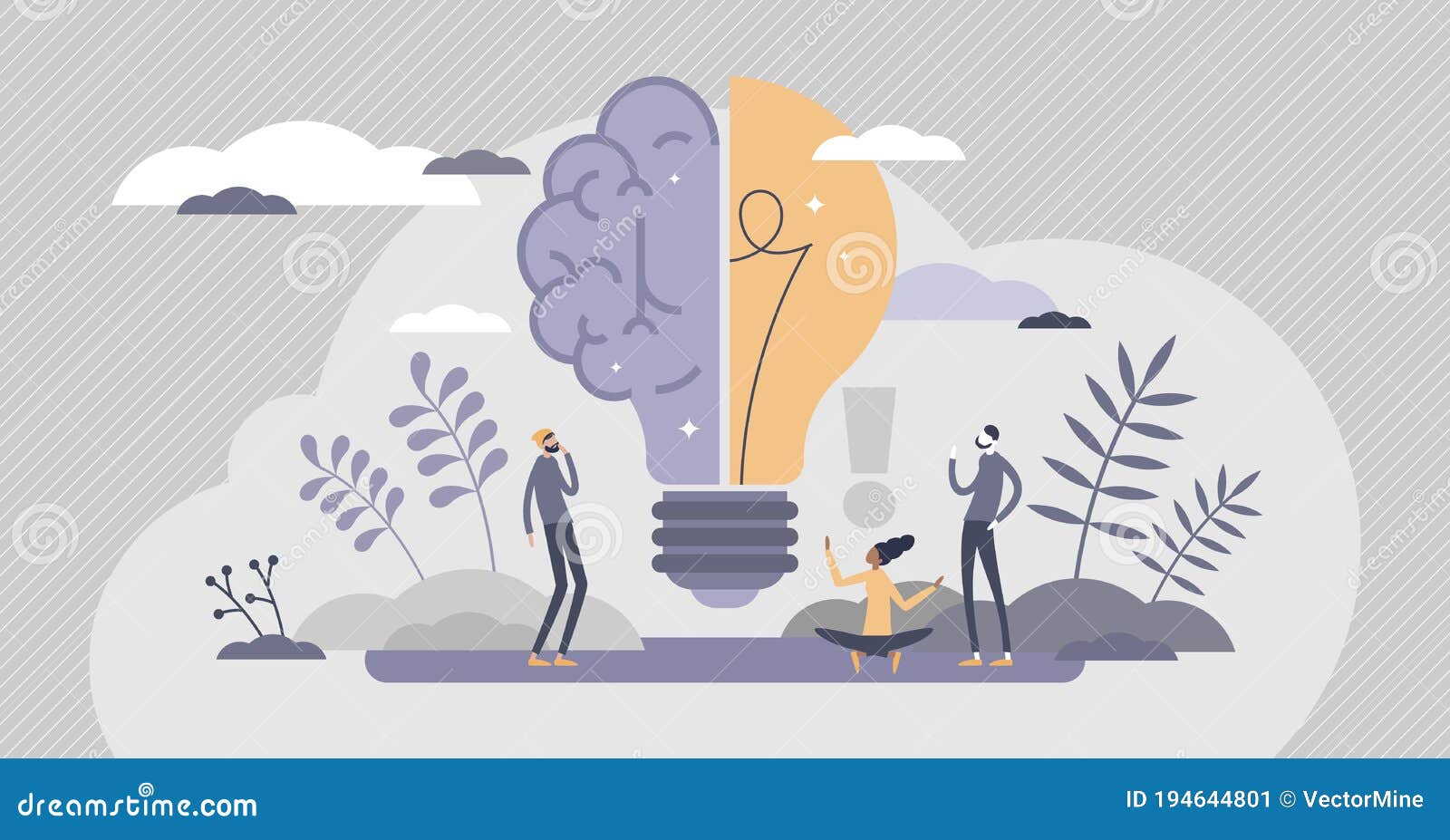 Creative Brain with Innovative Knowledge Thinking Scene Tiny Person ...