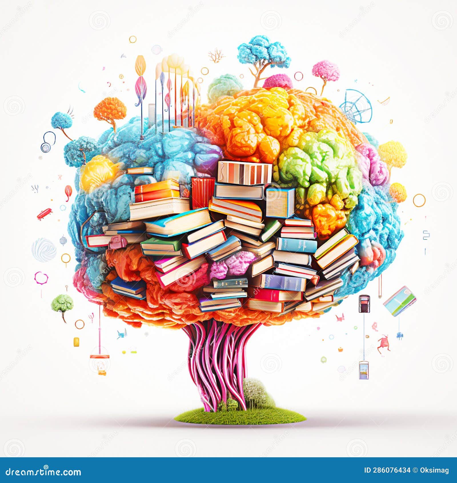Creative Brain Made of Books and Pencils. Education and Learning ...