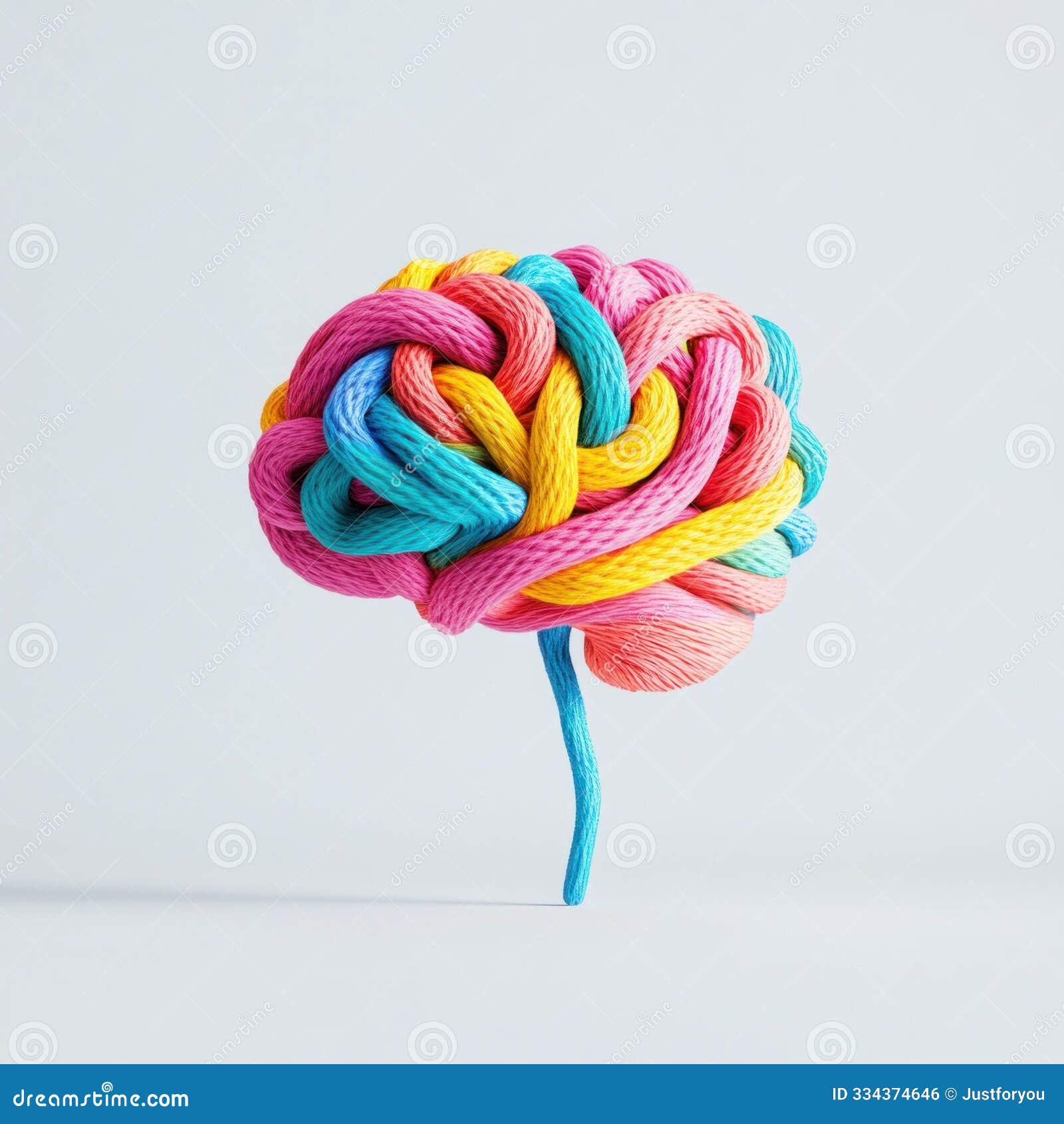 Creative Brain Made of Colorful Yarn on White Background Stock ...
