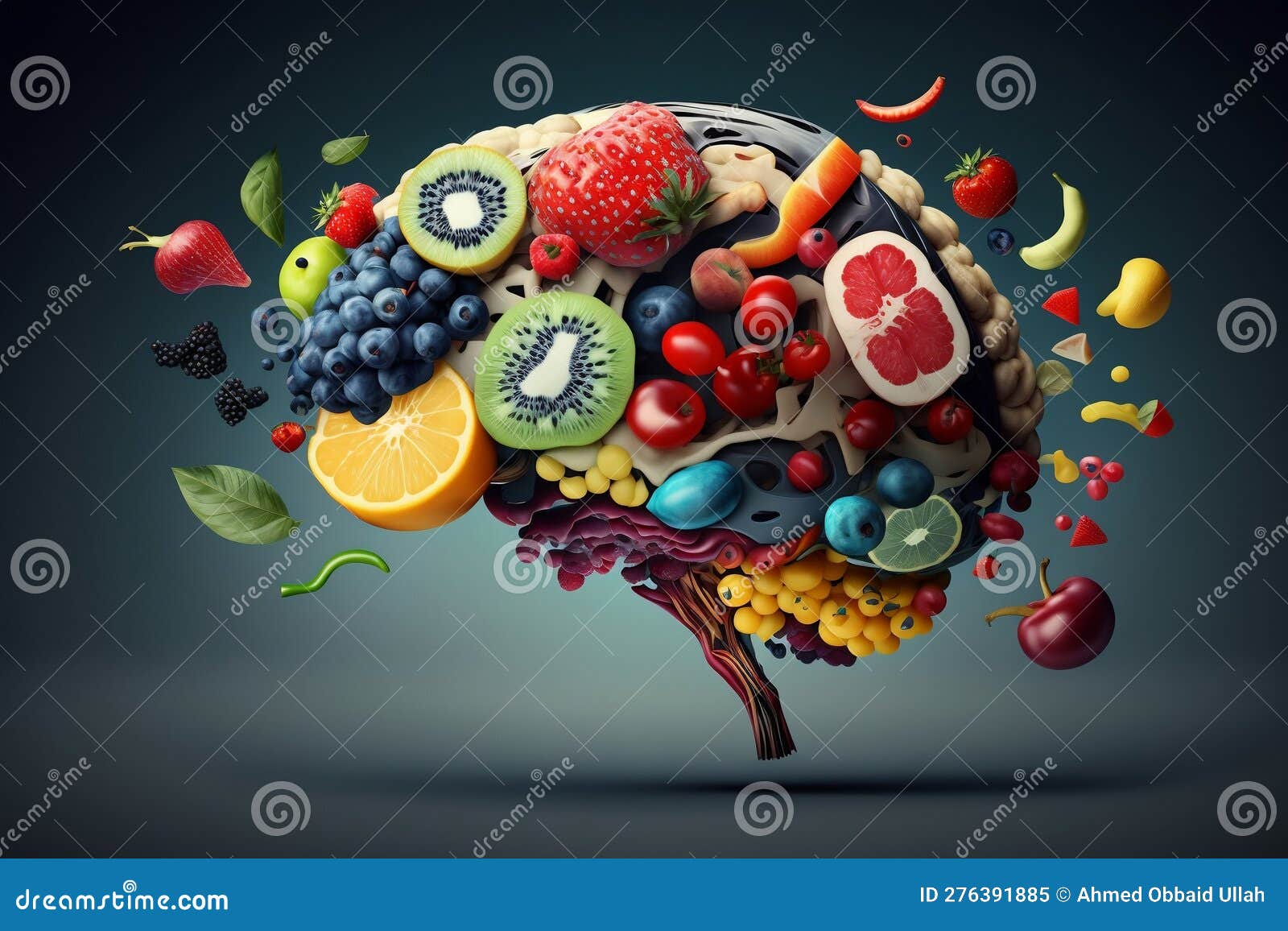 Creative Brain Made of Various Fruits: Healthy Eating Concept, AI ... Creative Brain Made of Various Fruits: Healthy Eating Concept, AI ...